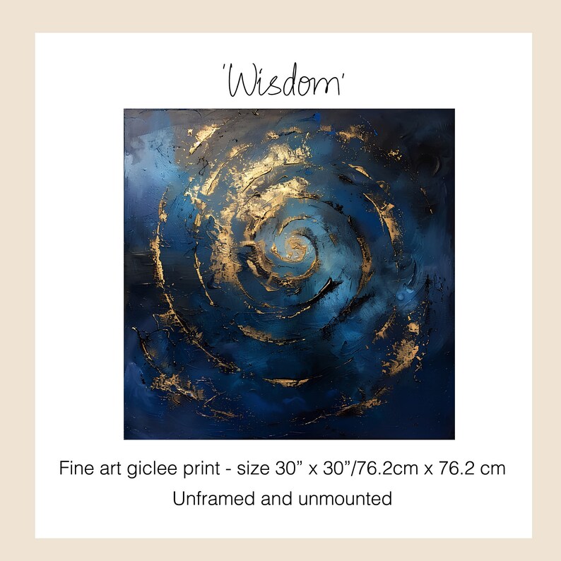 Wisdom - Abstract Artwork, Unframed, Large Wall Art, Spiral, Moody ...