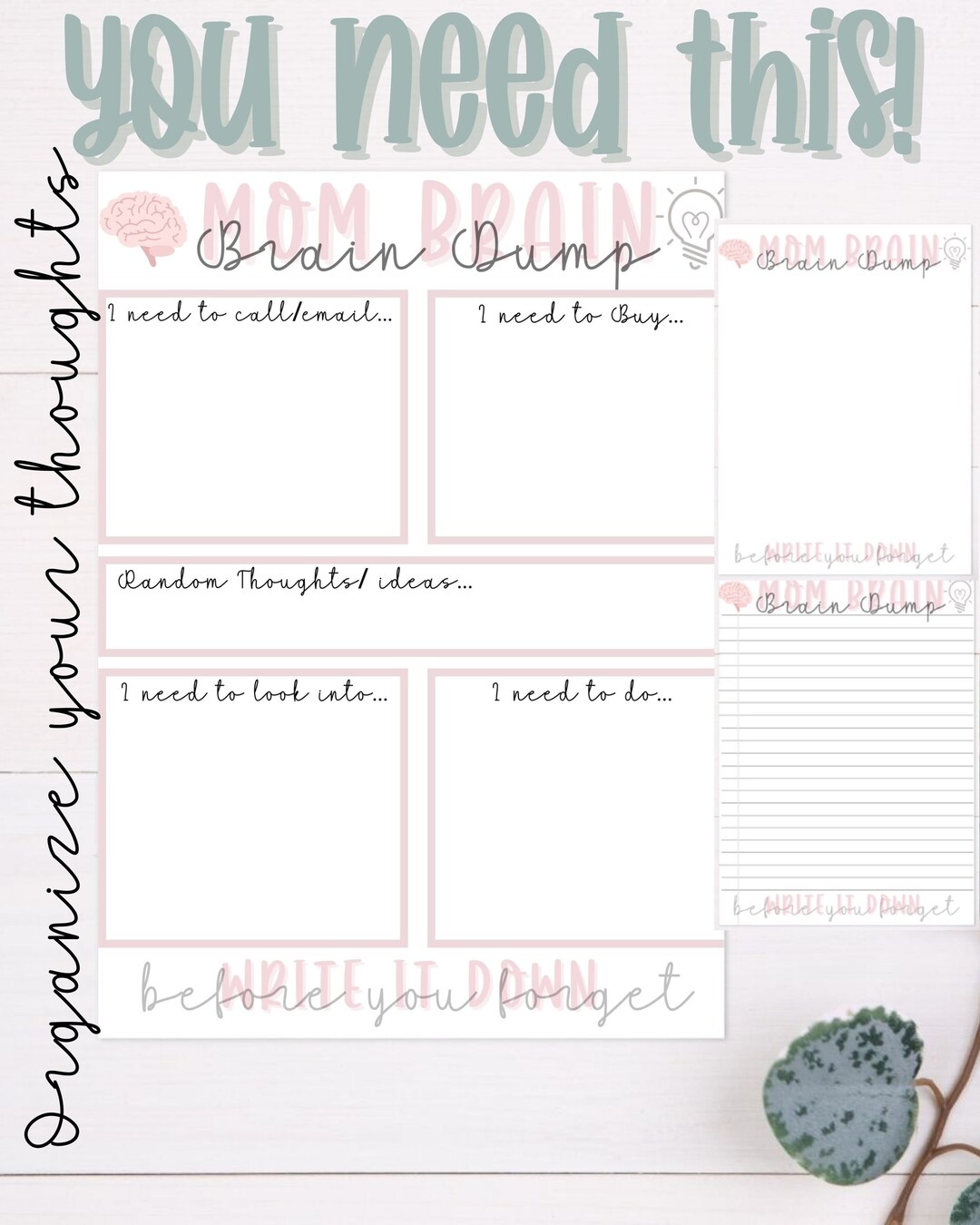 Printable, Mom Brain, Brain Dump, Notes Page, Mom Notes, Mom Printable ...