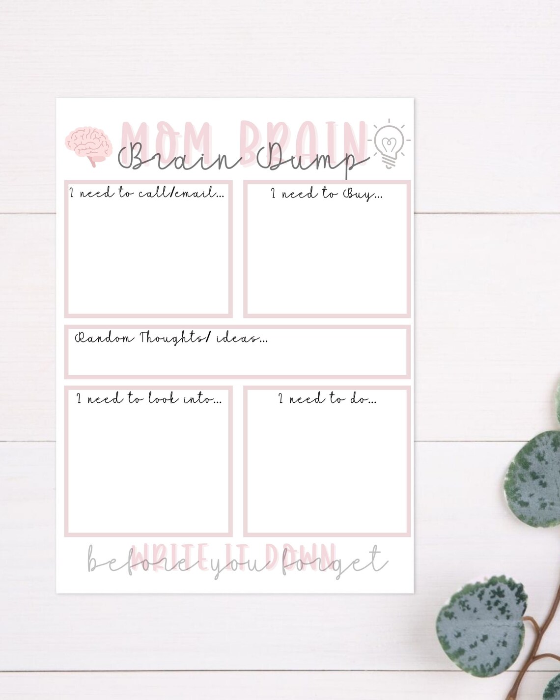 Printable, Mom Brain, Brain Dump, Notes Page, Mom Notes, Mom Printable ...