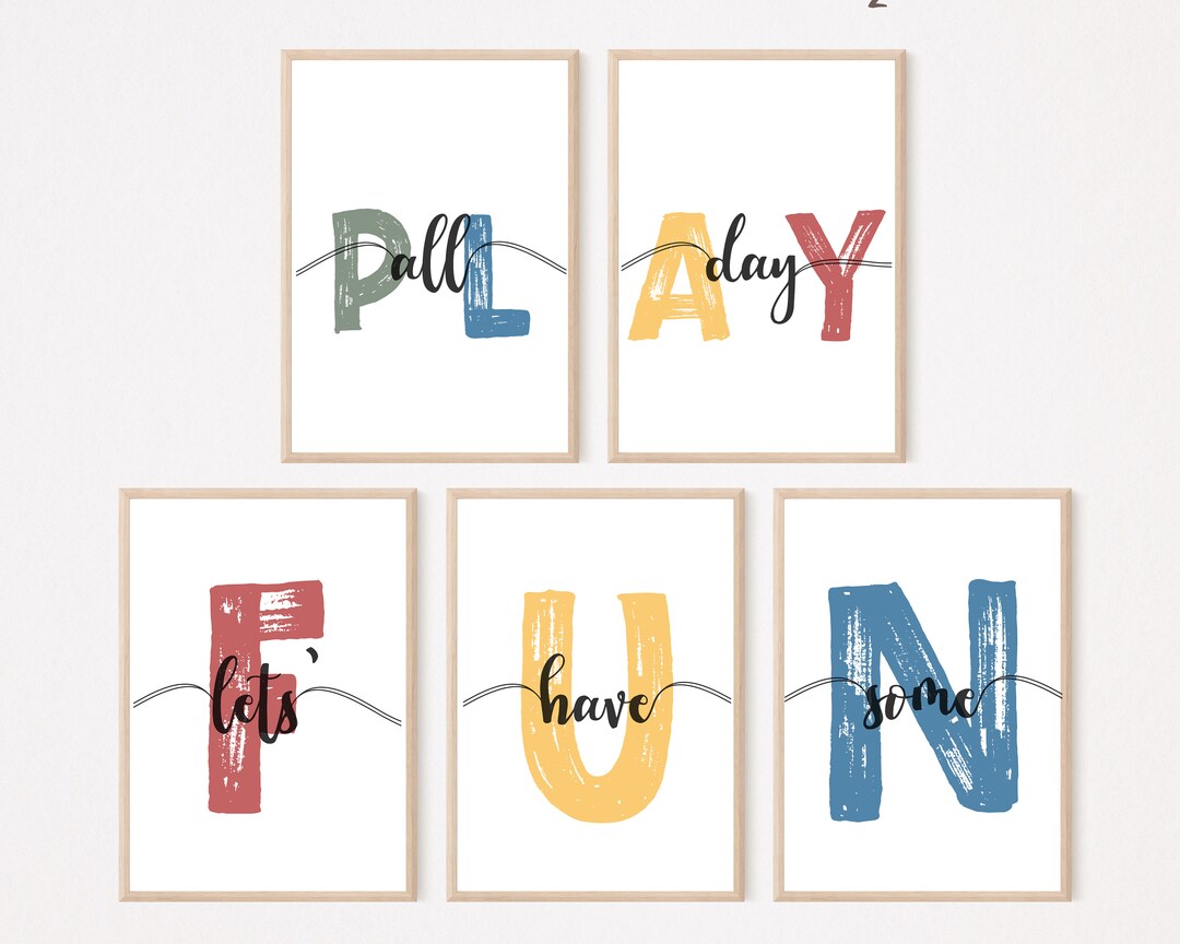 Playroom Printable Wall Art, Set of 5 Art Print, Digital Download, Wall ...