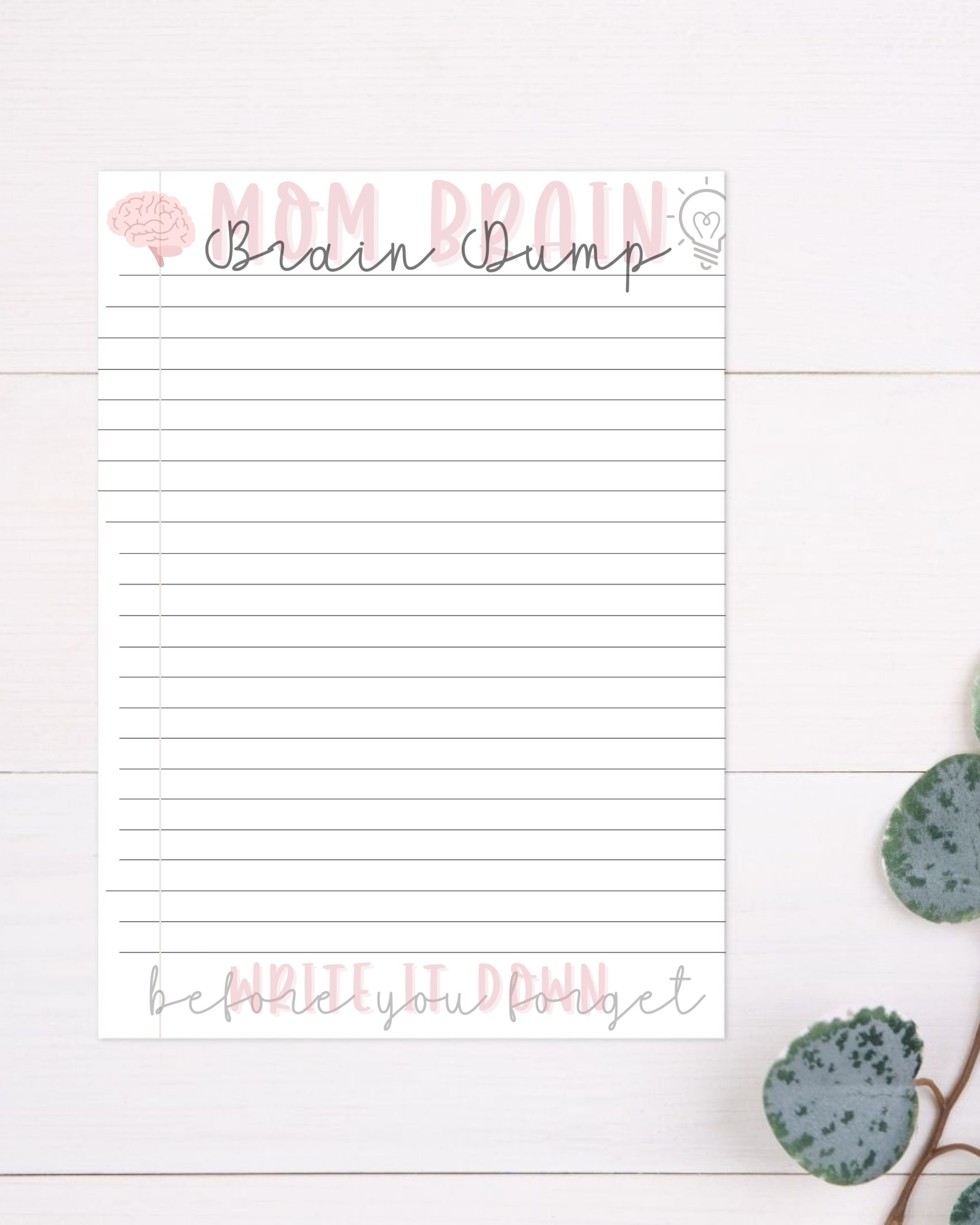 Printable, Mom Brain, Brain Dump, Notes Page, Mom Notes, Mom Printable ...