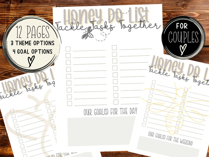 Honey Do List, to Do List, Checklist, Goal Setting, Couples Notebook ...