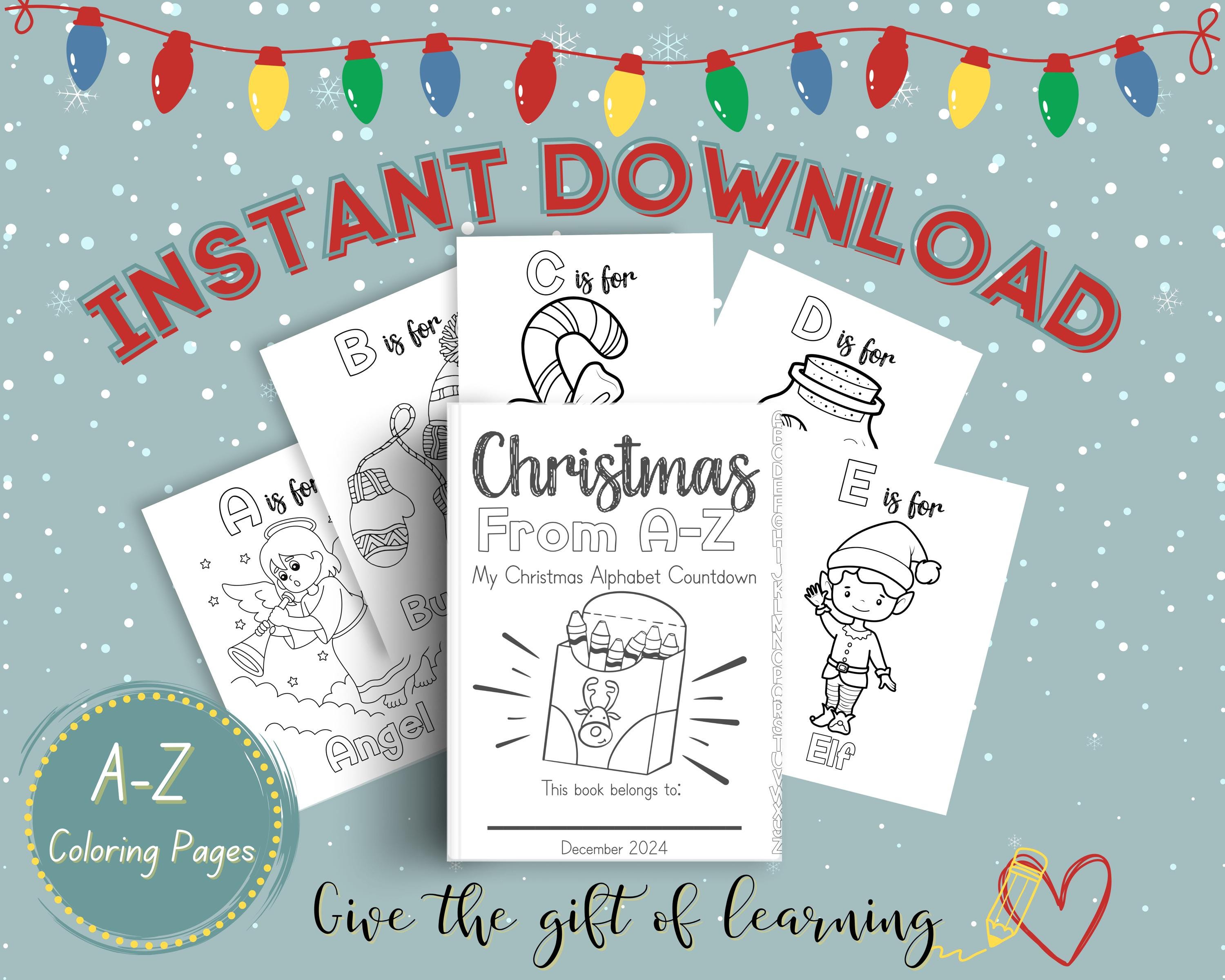 Christmas Alphabet, Christmas Coloring Pages, ABC Christmas, ABC ...