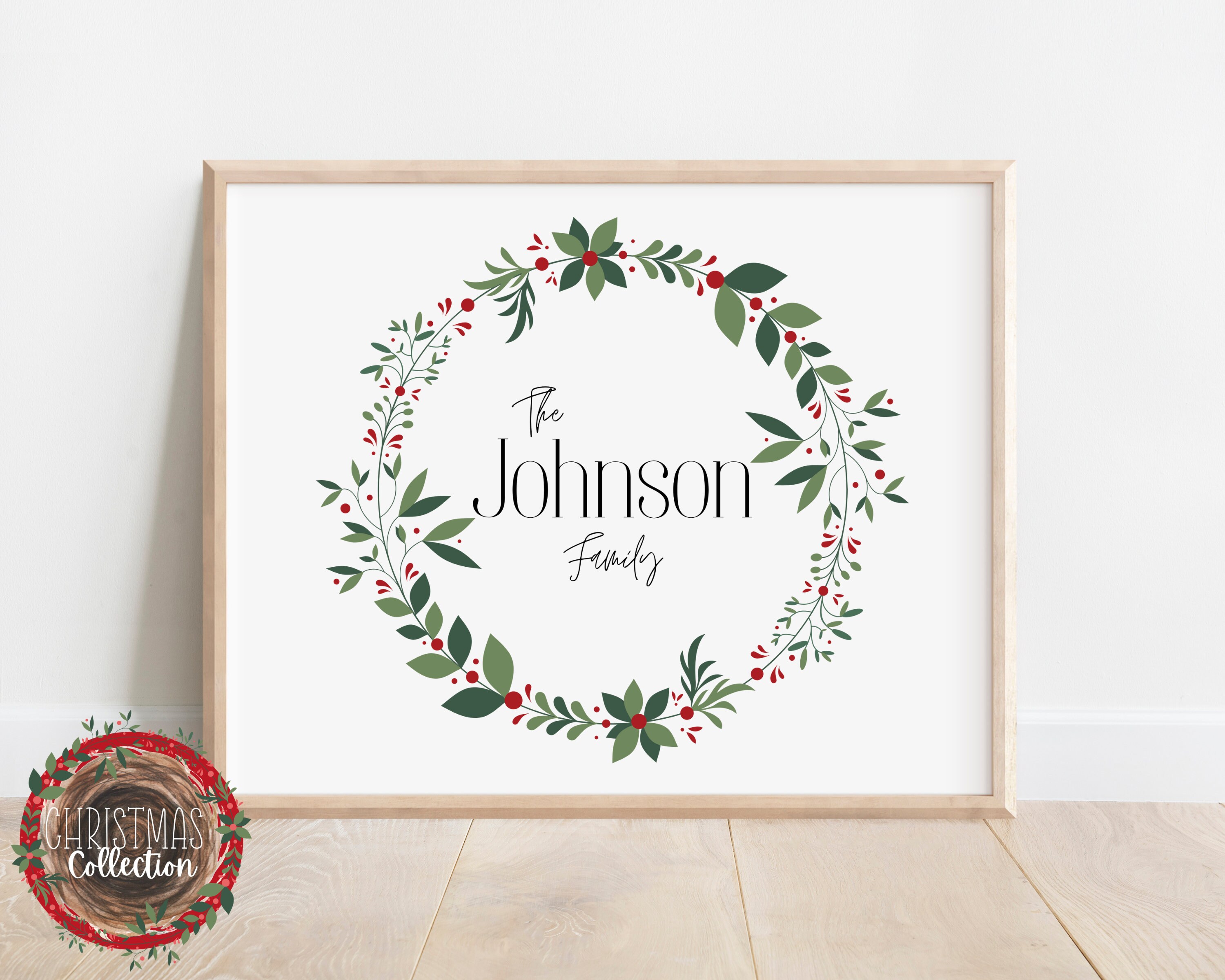 Family Name Printable, Christmas Printable, Holiday Print, Custom Name ...