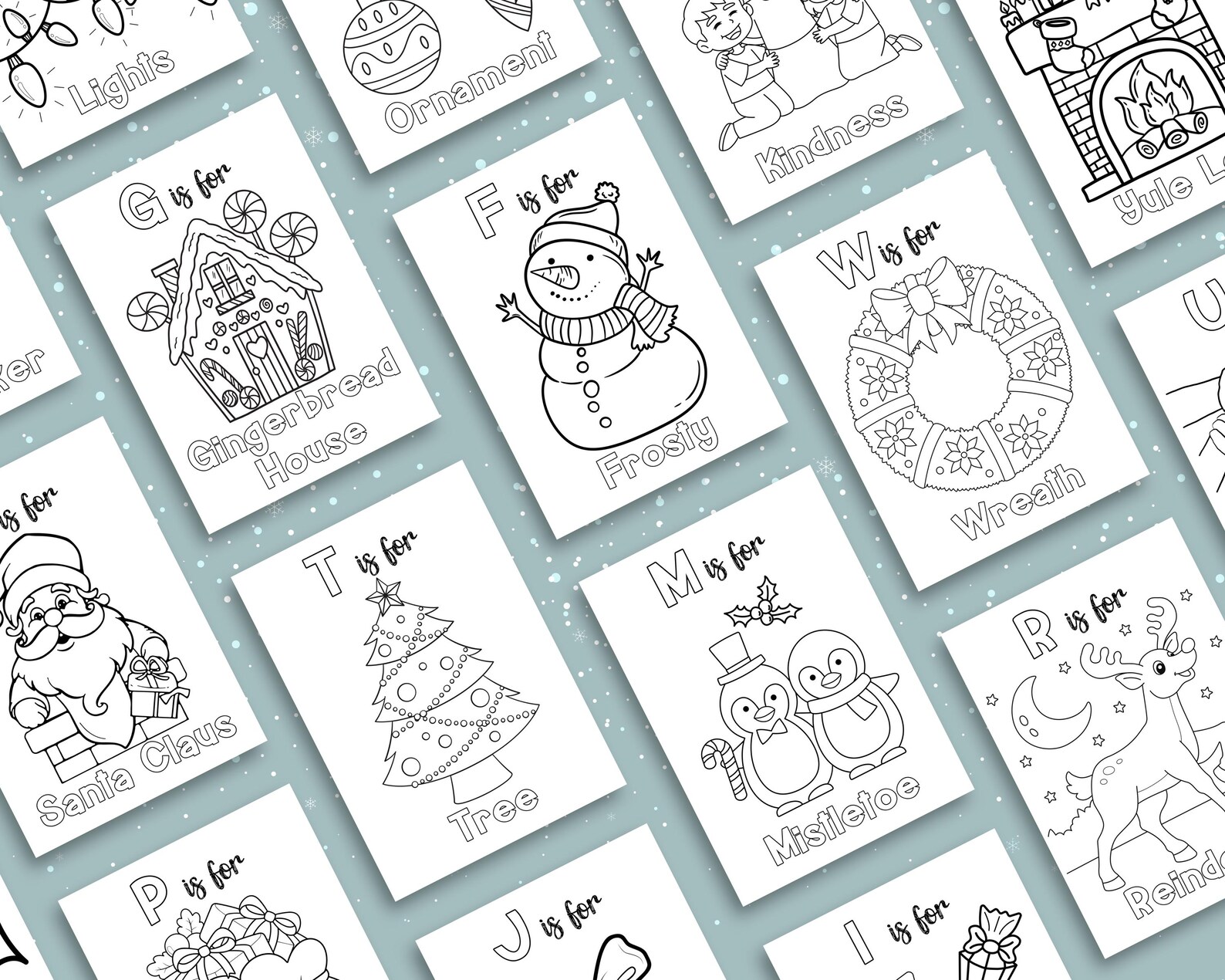 Christmas Alphabet, Christmas Coloring Pages, ABC Christmas, ABC ...