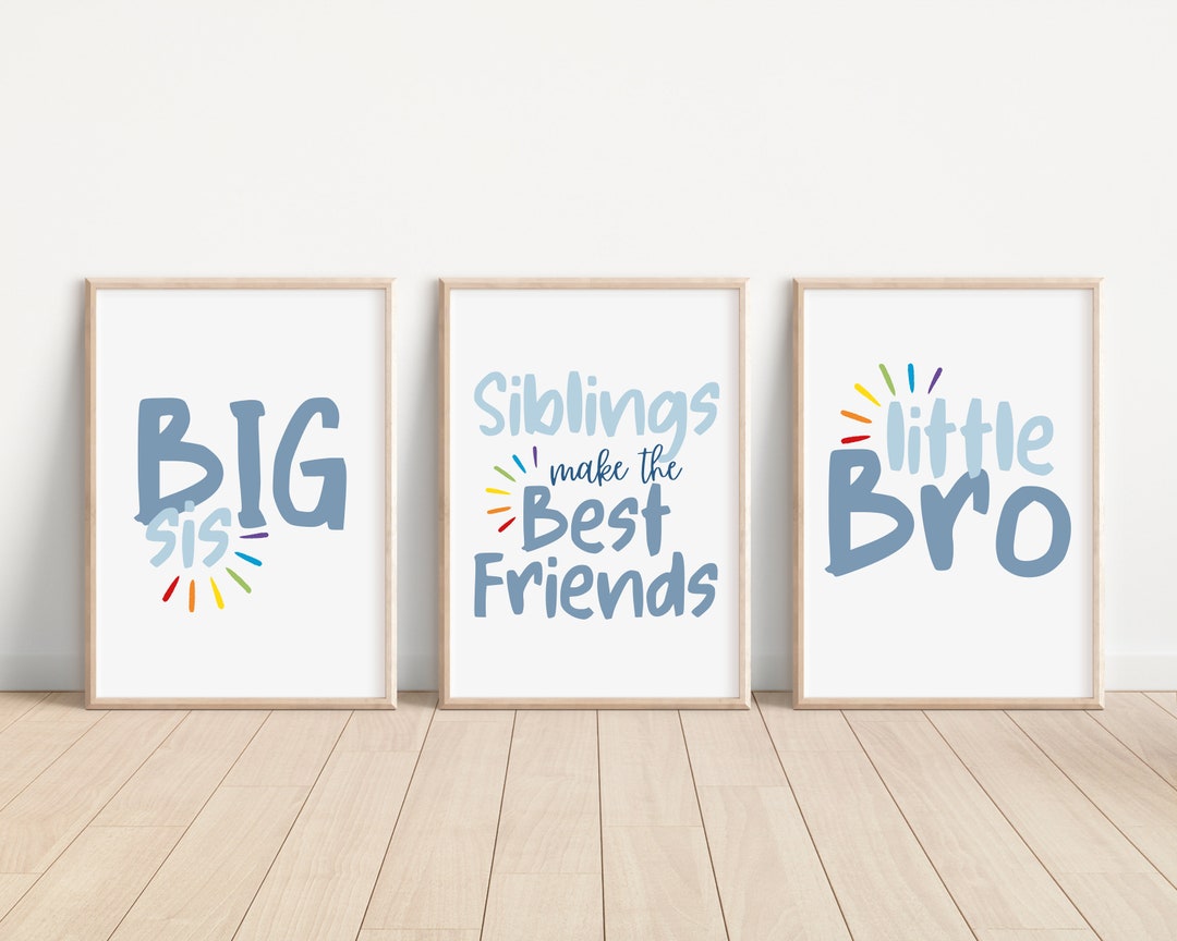 Sister Brother Printable Wall Art, Set of 3 Art Print, Digital Download ...
