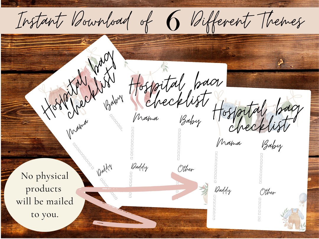 Hospital Bag Checklist Printable, Hospital Checklist, Checklist ...