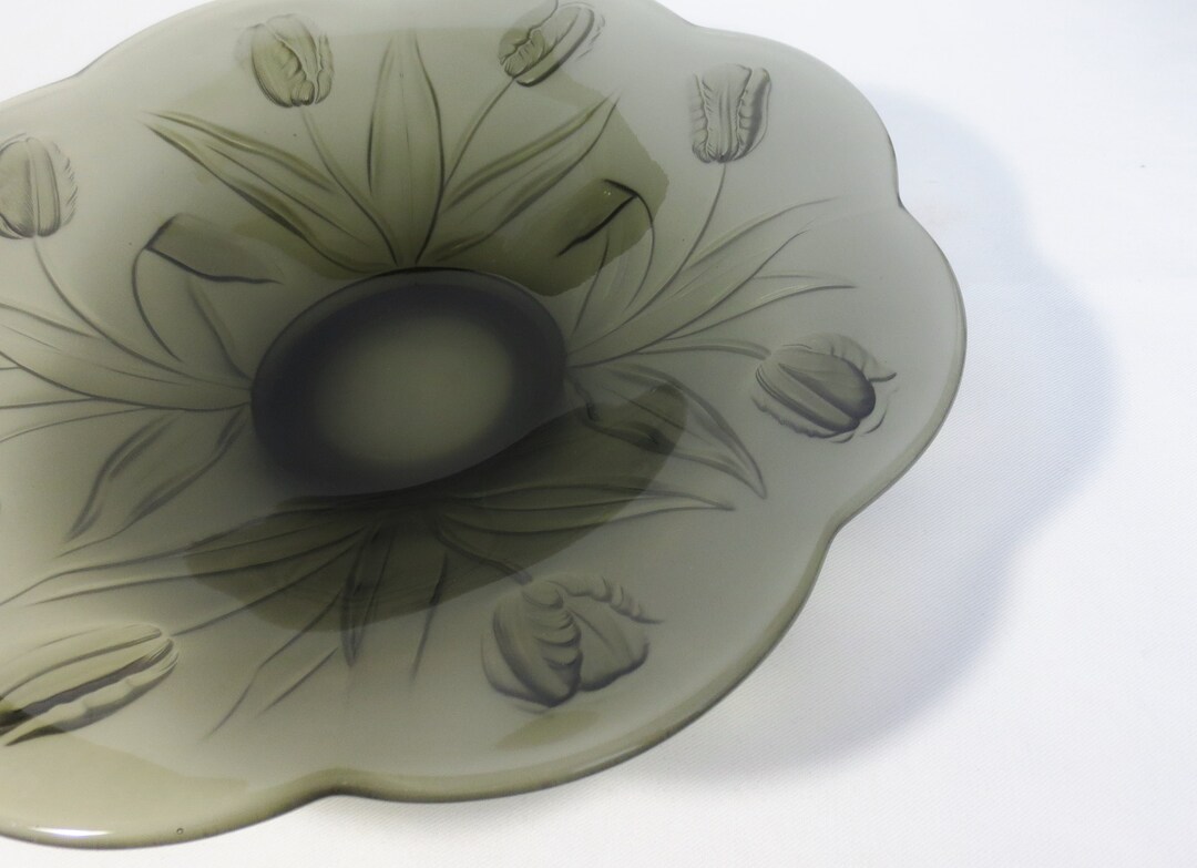 Art Deco Tulip Flower Satin Barolac Art Glass Bowl Czech Bohemian Josef ...