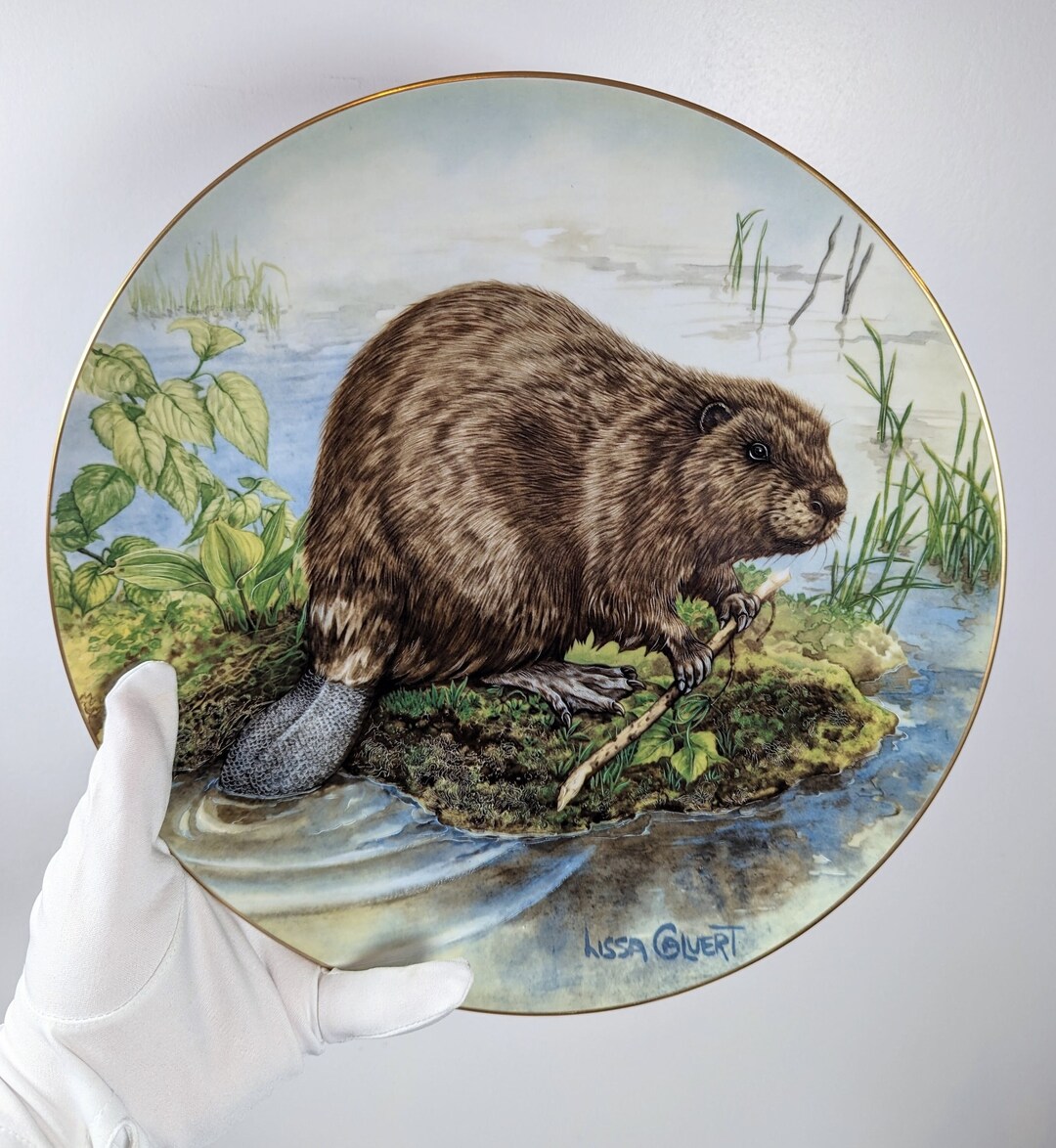 Lissa Calvert Goebel Wildlife Beaver Mancave Wall Plate Plaque Canada ...
