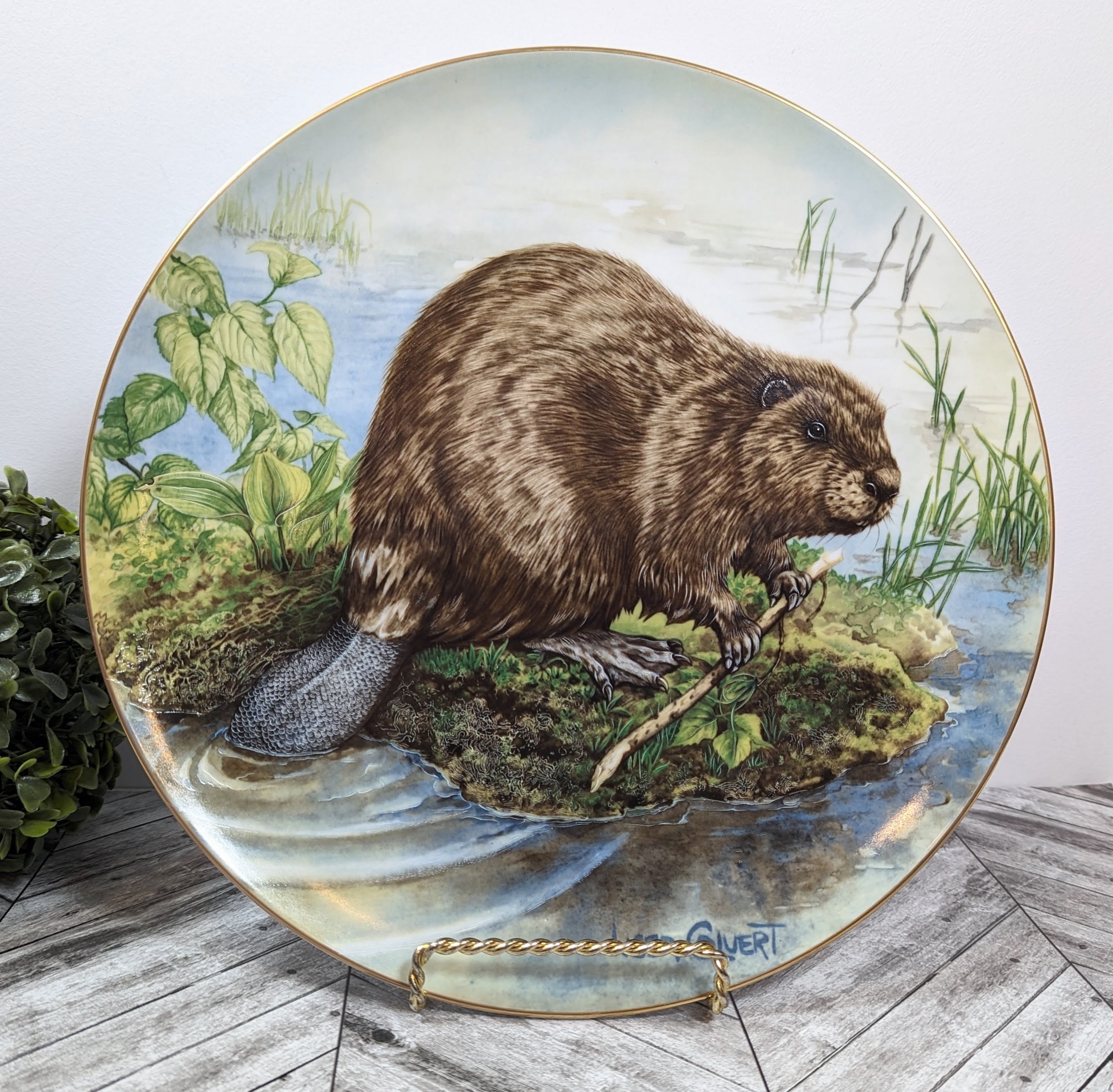 Lissa Calvert Goebel Wildlife Beaver Mancave Wall Plate Plaque Canada ...