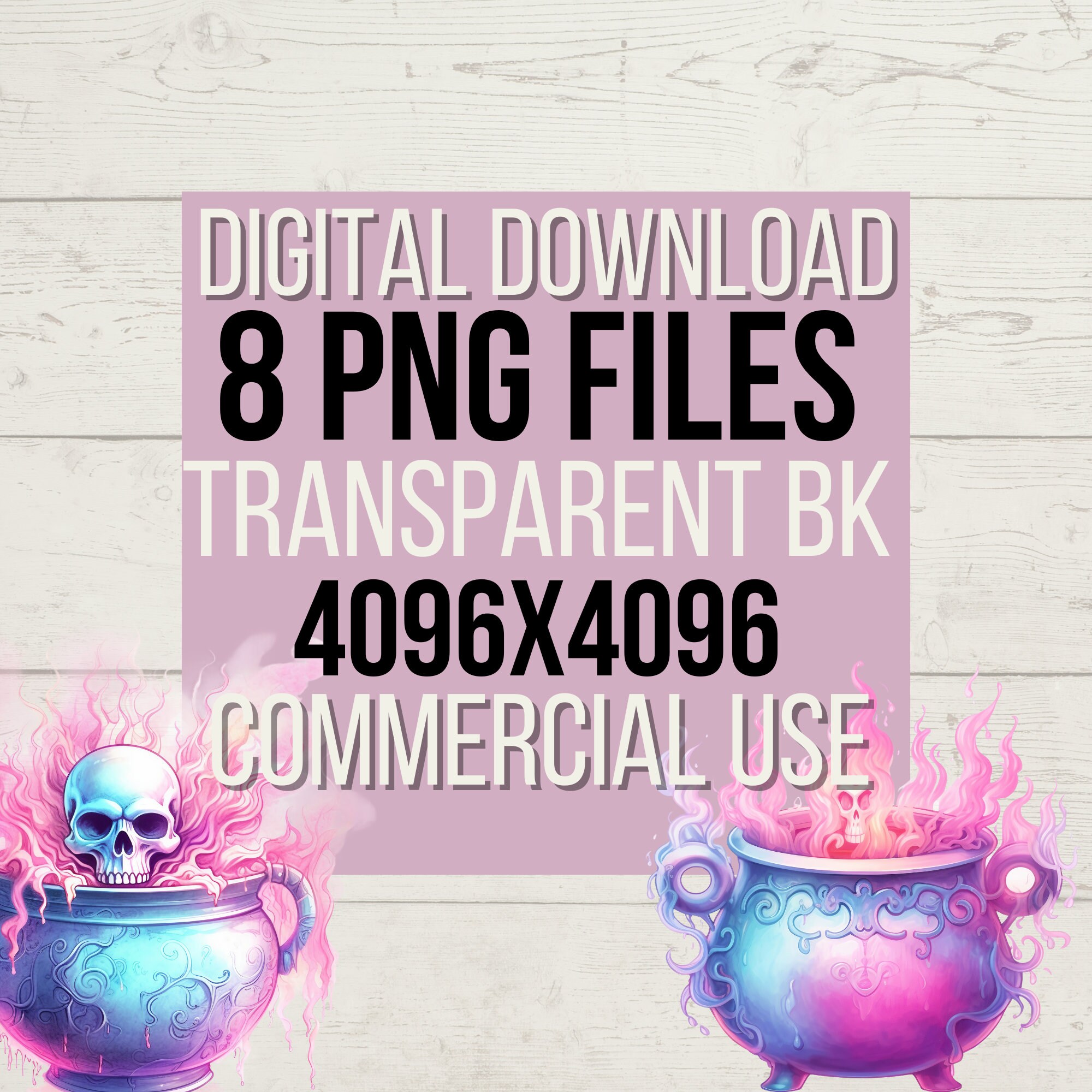 Pastel Halloween Clipart Cauldron PNG Bundle Commercial Use Clipart ...