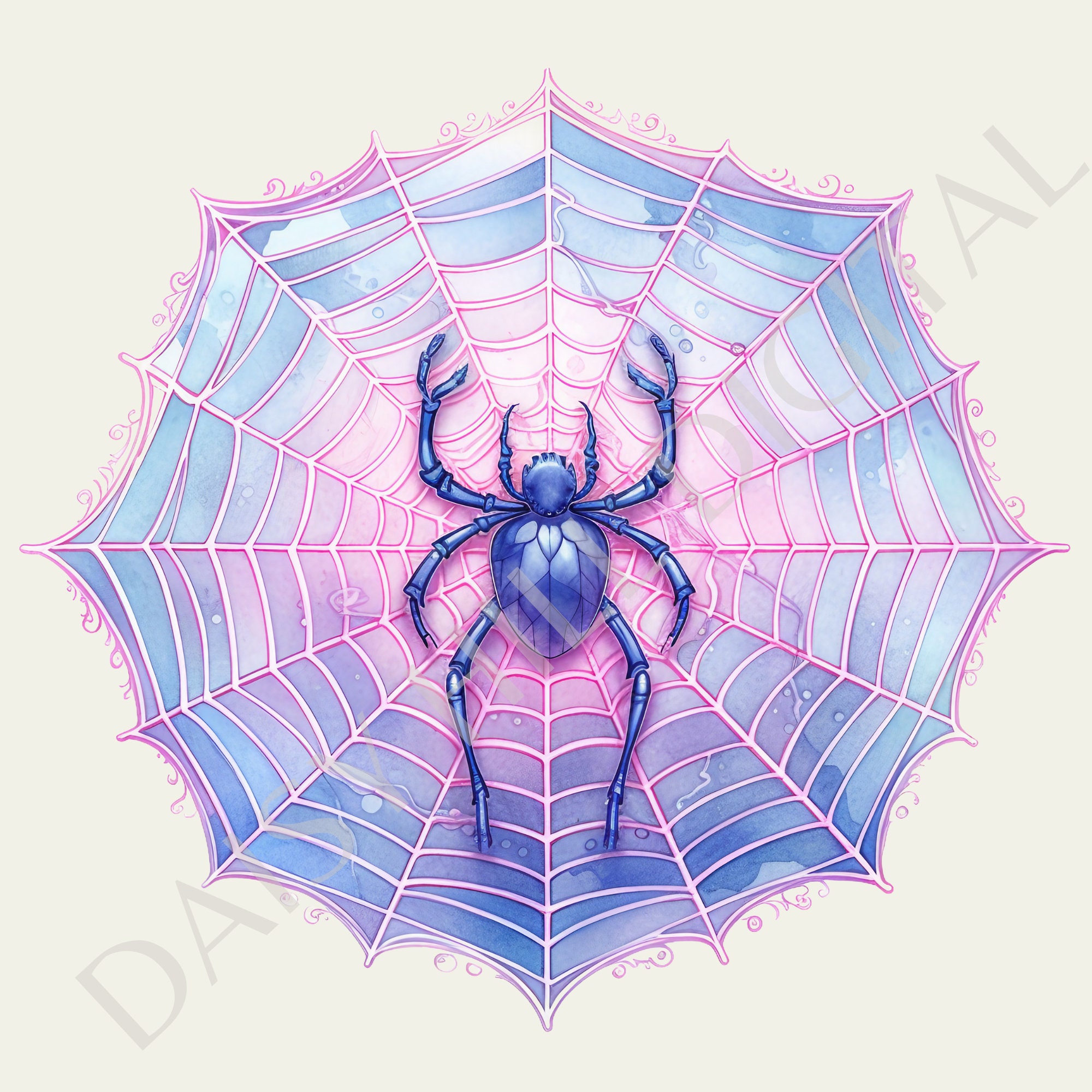 Pastel Halloween Clipart Spider Web PNG Bundle Commercial Use Clipart ...