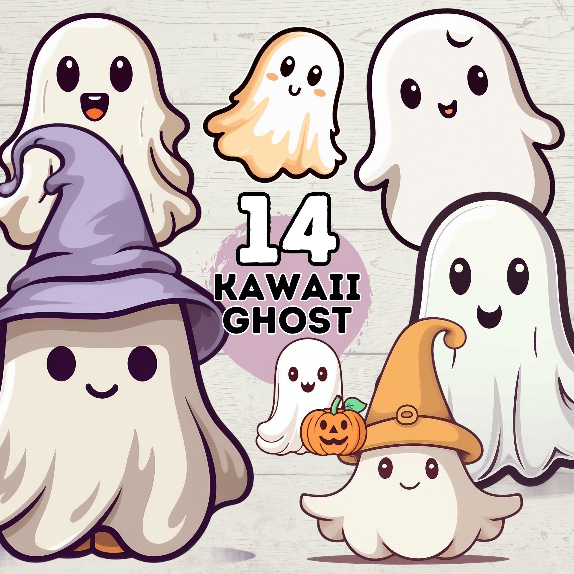 Kawaii Ghost Halloween Clipart Bundle Halloween Ghost Png - Etsy