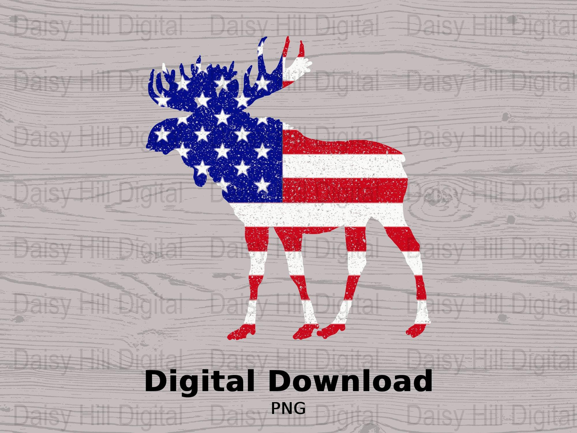 Moose USA Flag Patriot Digital Download, Independence Day PNG, 4th of ...