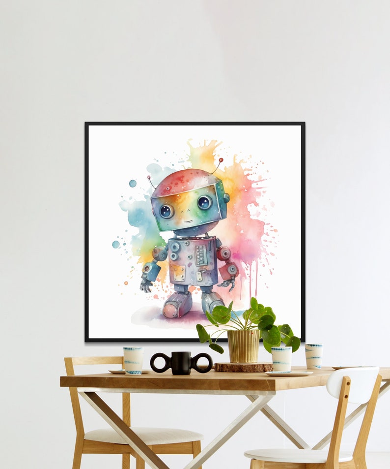 Watercolor Robot Clipart Cute Robot Clipart Robot Clip Art - Etsy
