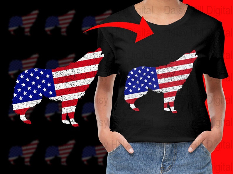 USA Flag Wolf Digital Download, Independence Day PNG, 4th of July ...
