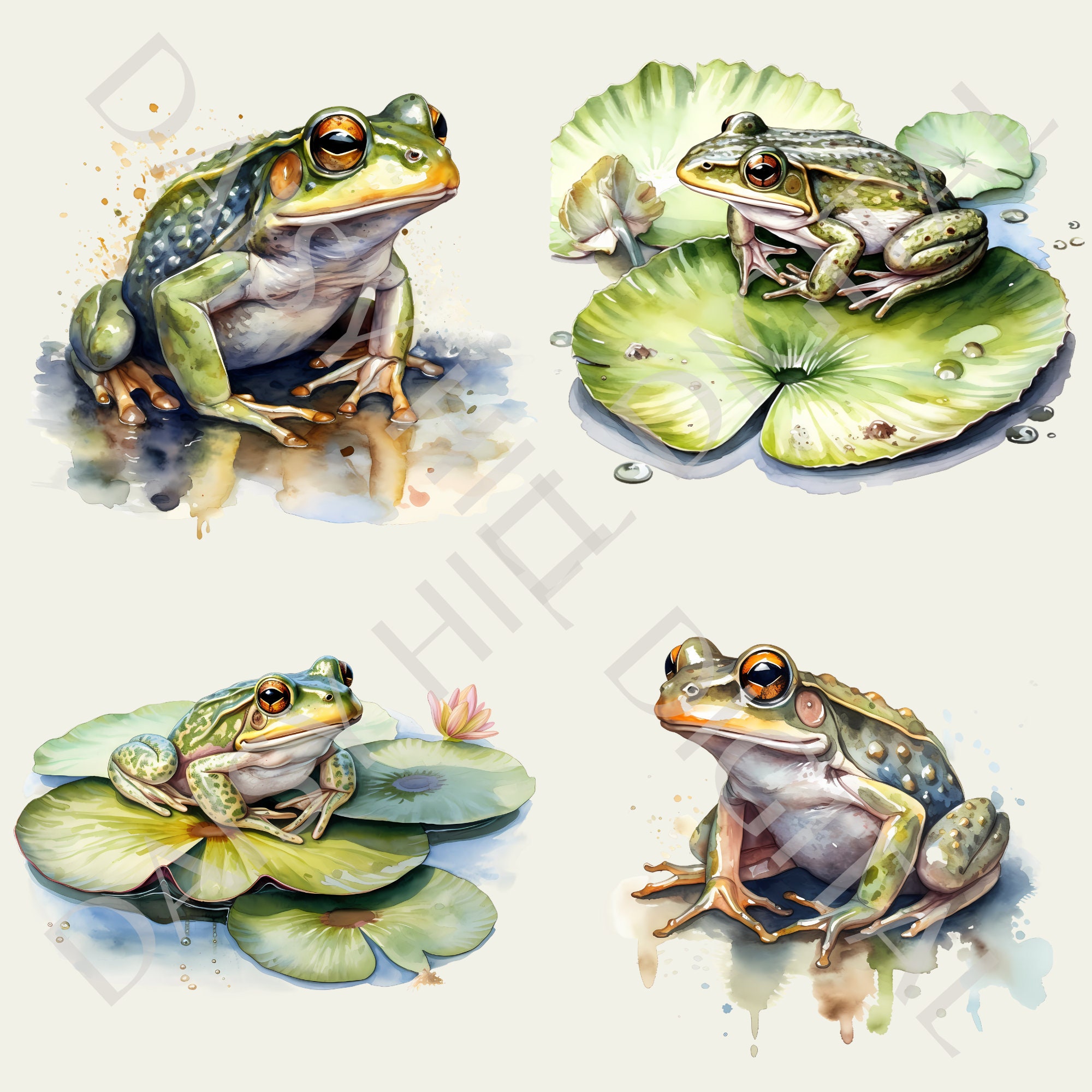25 Frog Clipart Digital Collage Images Watercolor Frogs Png - Etsy ...