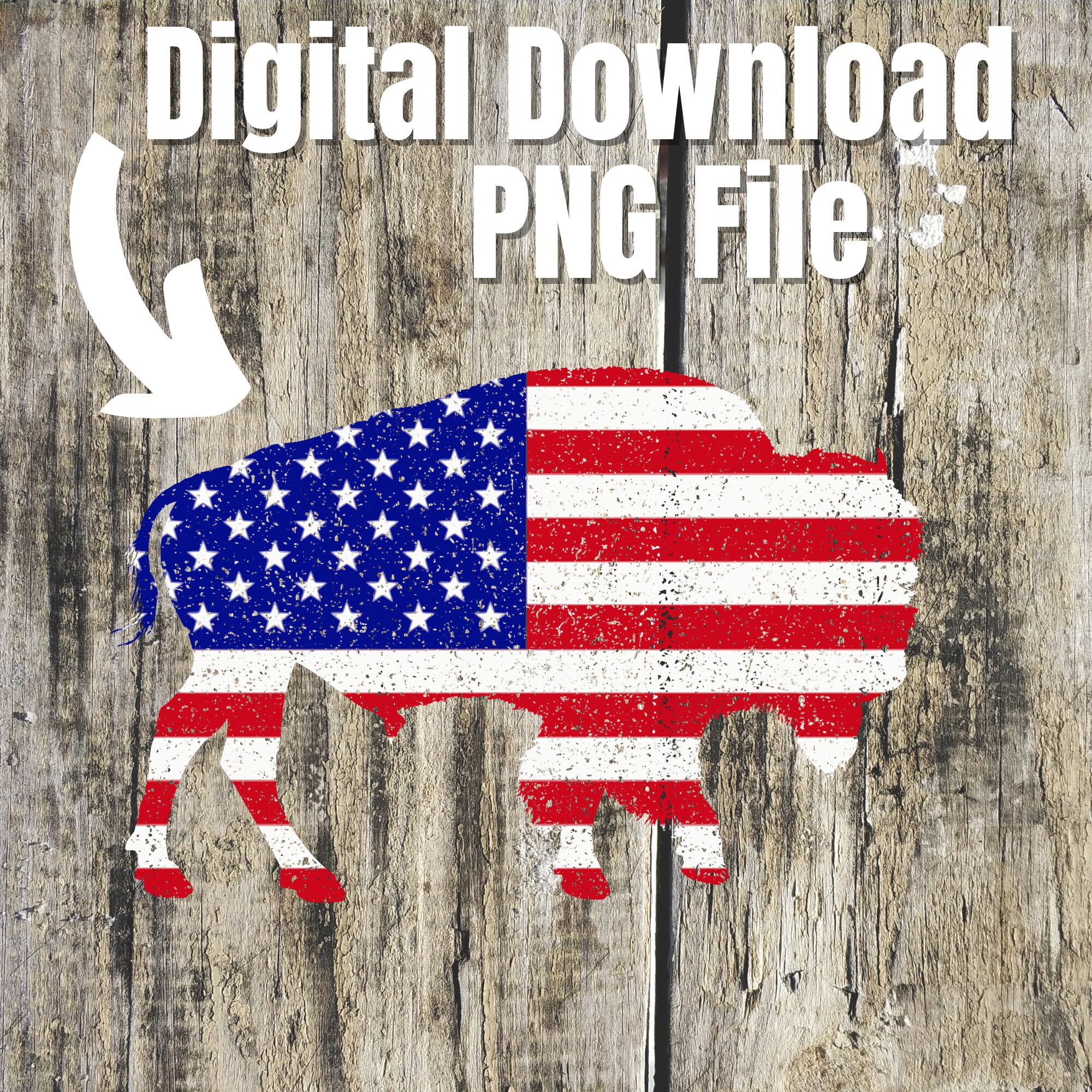 American Flag Bison Digital Download, Independence Day PNG, 4th of July ...