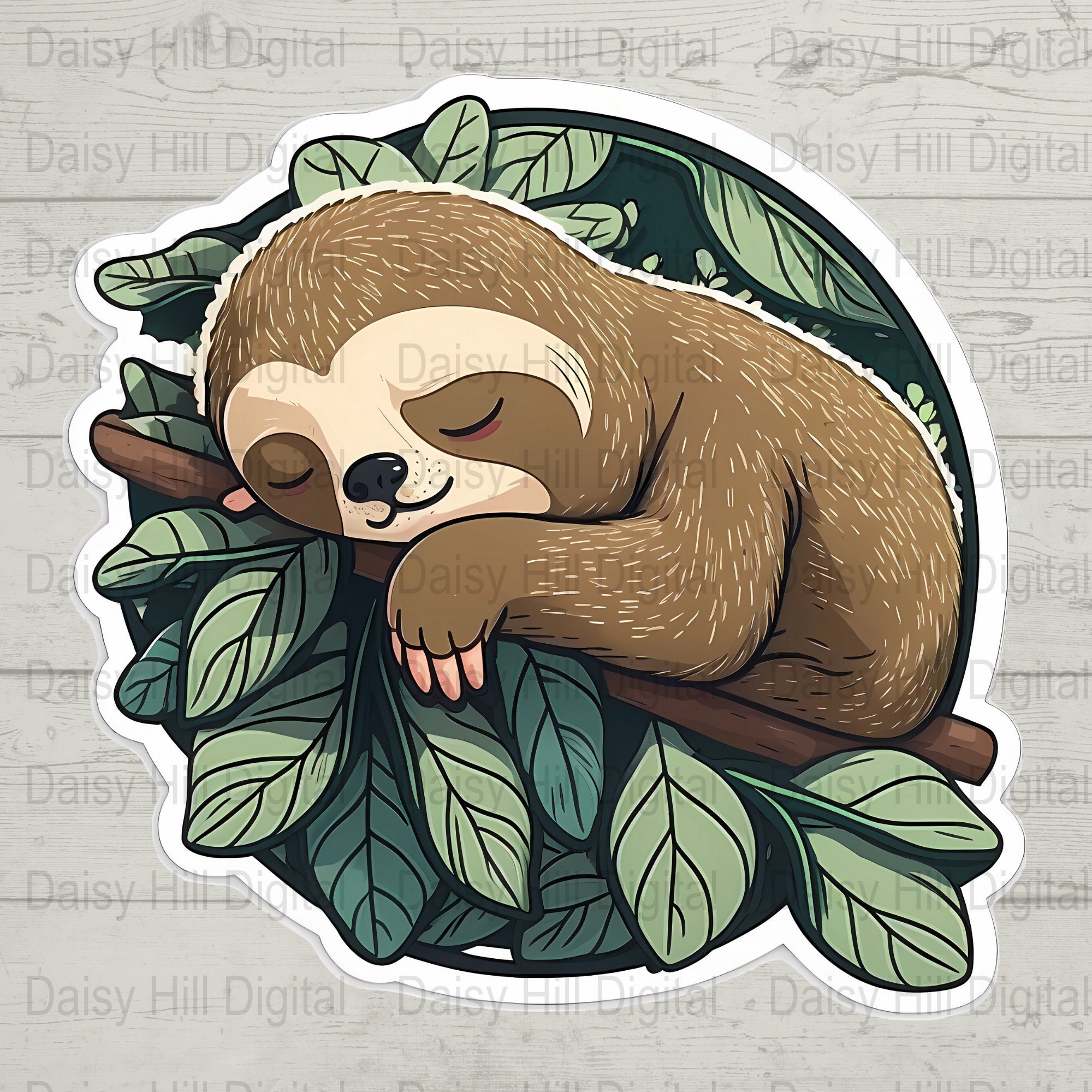 Cute Sloth Png, Sleeping Sloth Digital Download, Instant Download ...