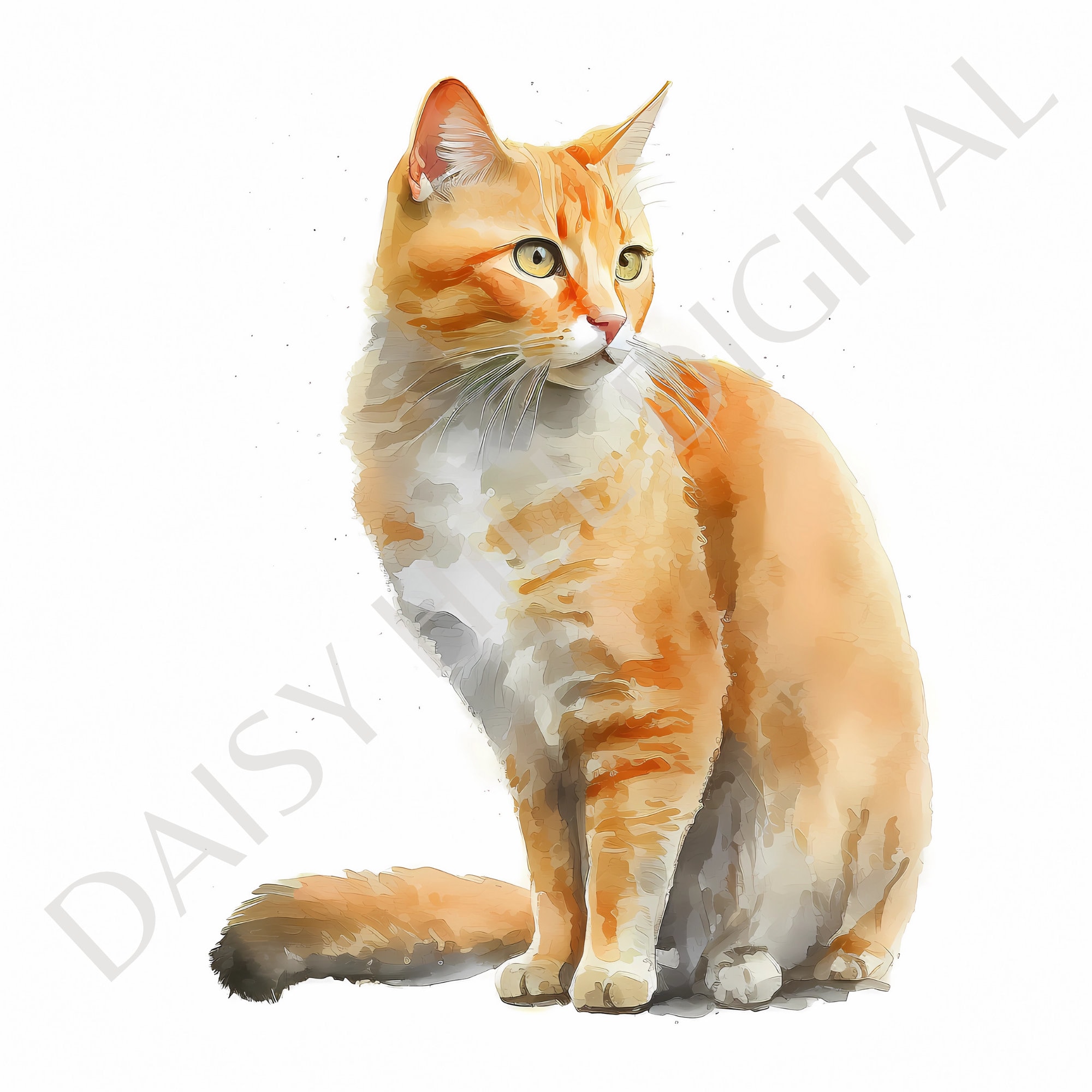 Orange Cat Watercolour Clipart Bundle, PNG Digital Download Bundles ...