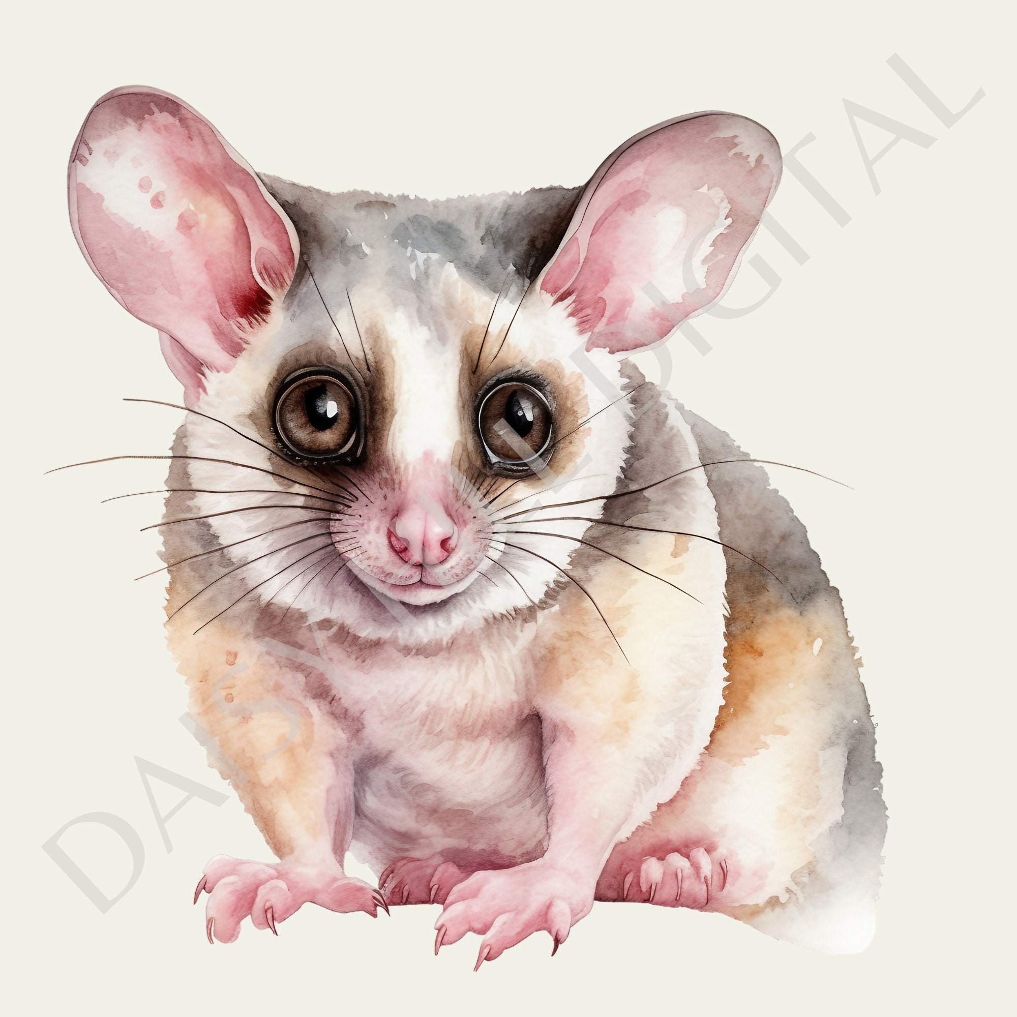 Watercolour Sugar Glider Clip Art Sugar Glider Junk Journal Bundle ...