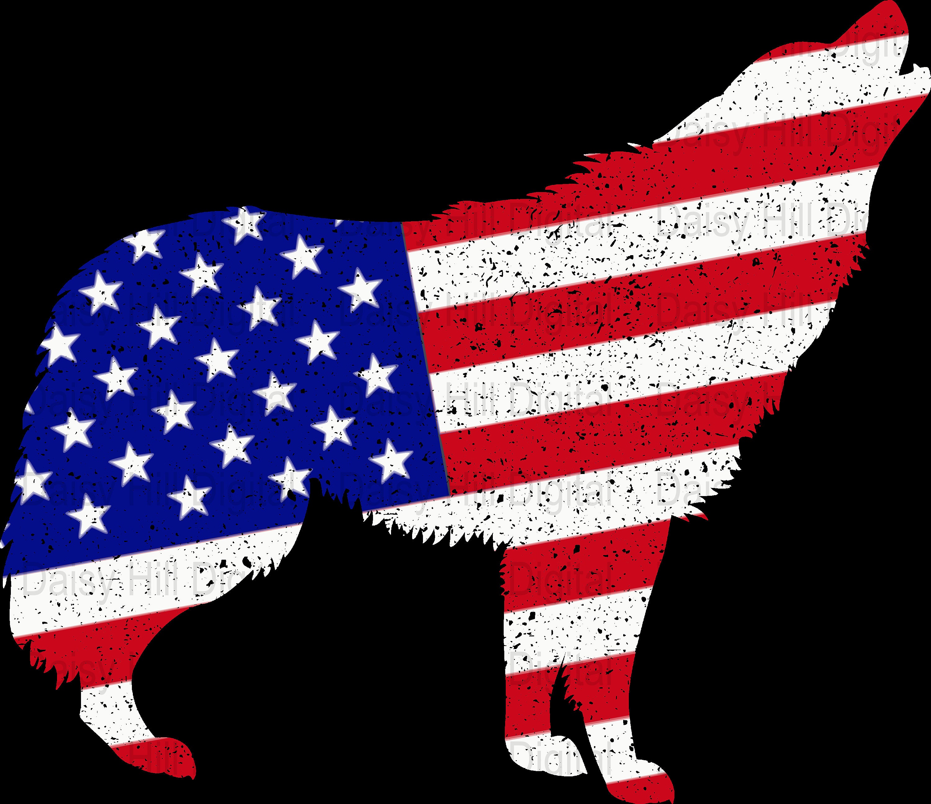 USA Flag Wolf Digital Download, Independence Day PNG, 4th of July ...