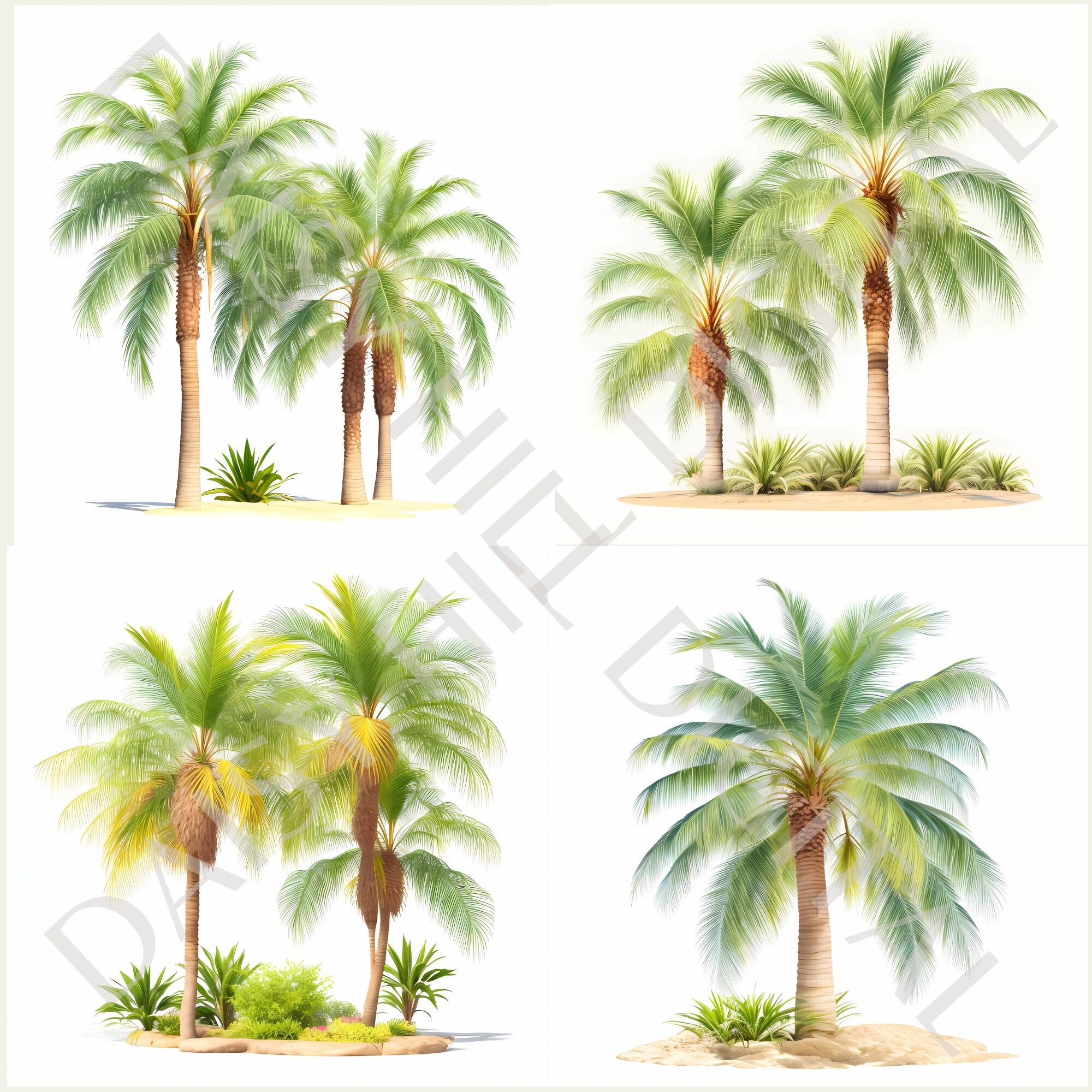 Watercolour Palm Tree Clipart for Summer Png Bundle of - Etsy