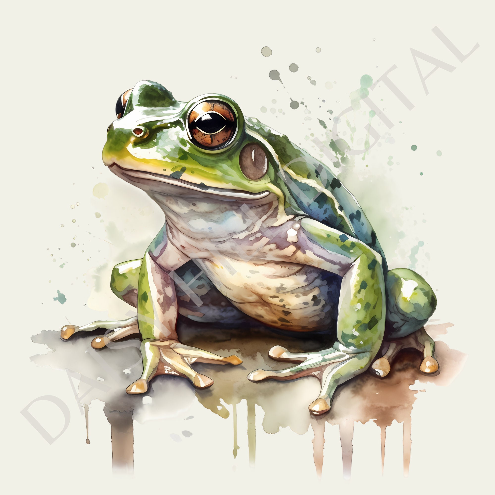25 Frog Clipart Digital Collage Images Watercolor Frogs Png - Etsy ...