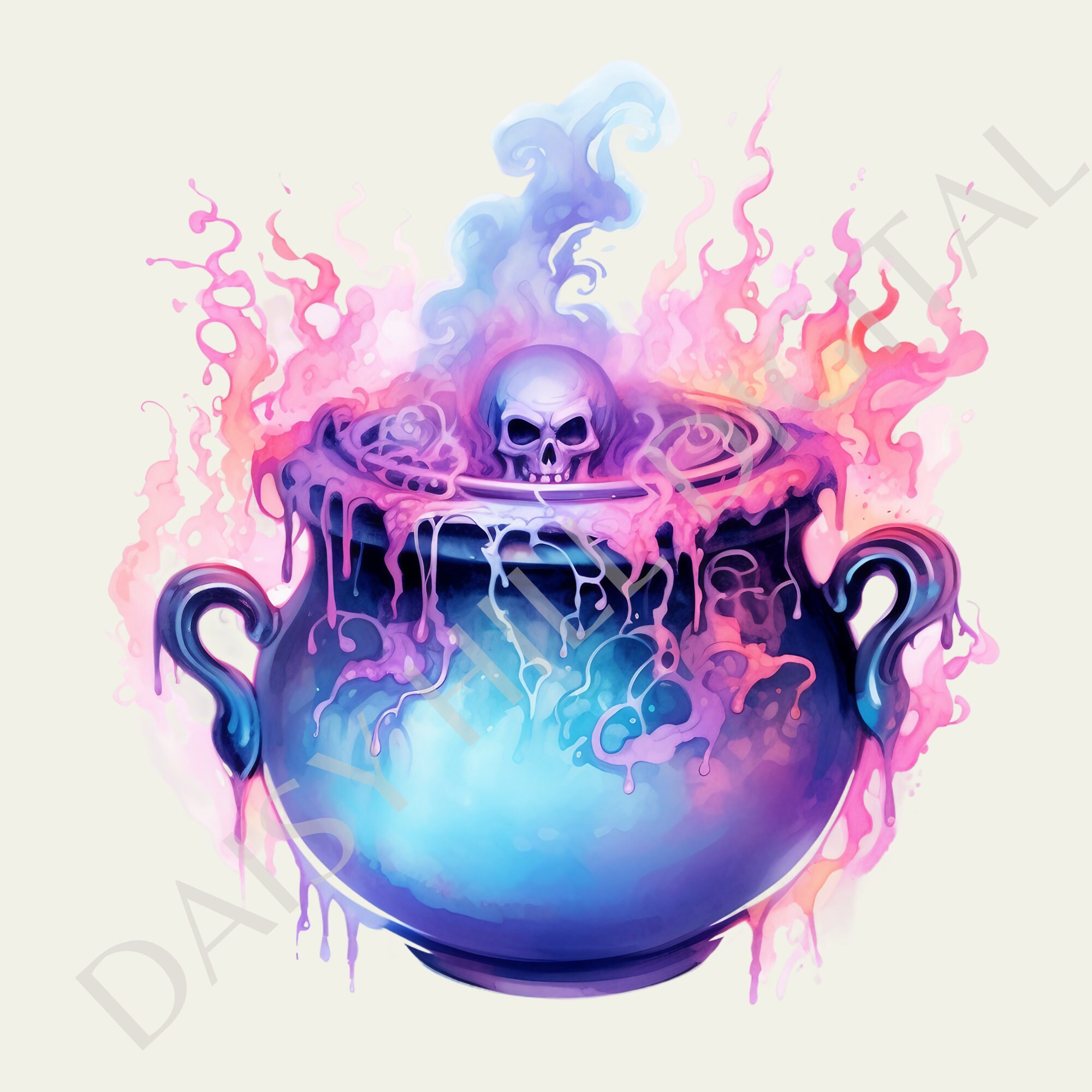 Pastel Halloween Clipart Cauldron PNG Bundle Commercial Use - Etsy