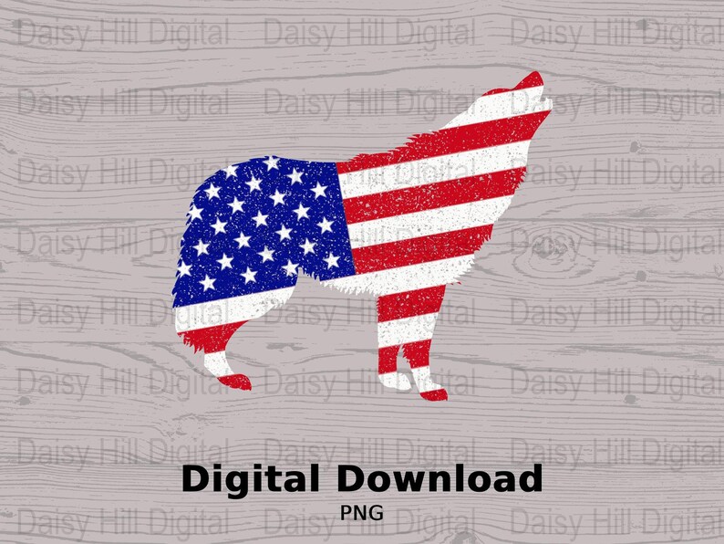 USA Flag Wolf Digital Download, Independence Day PNG, 4th of July ...