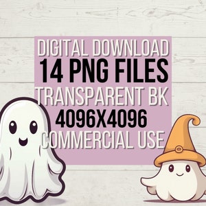 Kawaii Ghost Halloween Clipart Bundle Halloween Ghost Png Images ...