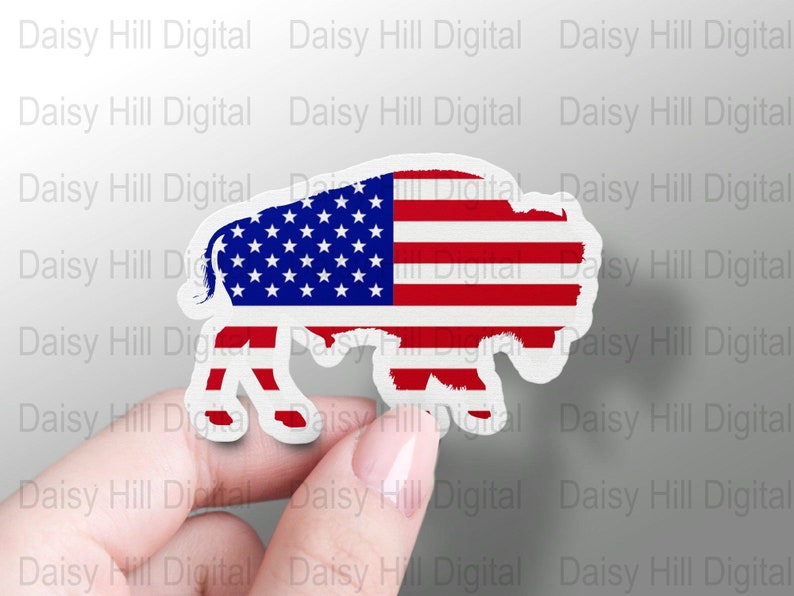 American Flag Bison Digital Download, Independence Day PNG, 4th of July ...