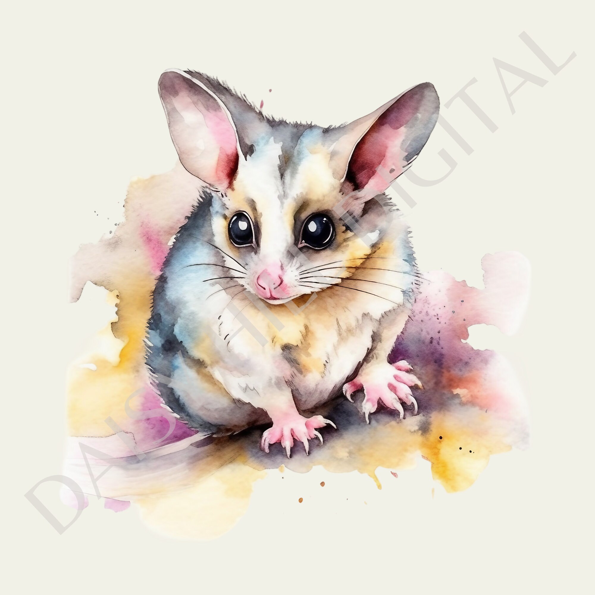 Watercolour Sugar Glider Clip Art Sugar Glider Junk Journal - Etsy