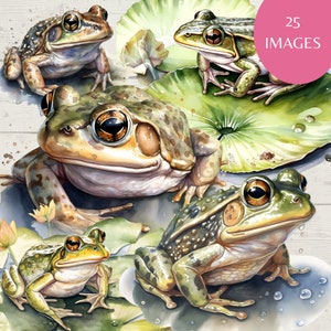 25 Frog Clipart Digital Collage Images Watercolor Frogs Png - Etsy ...