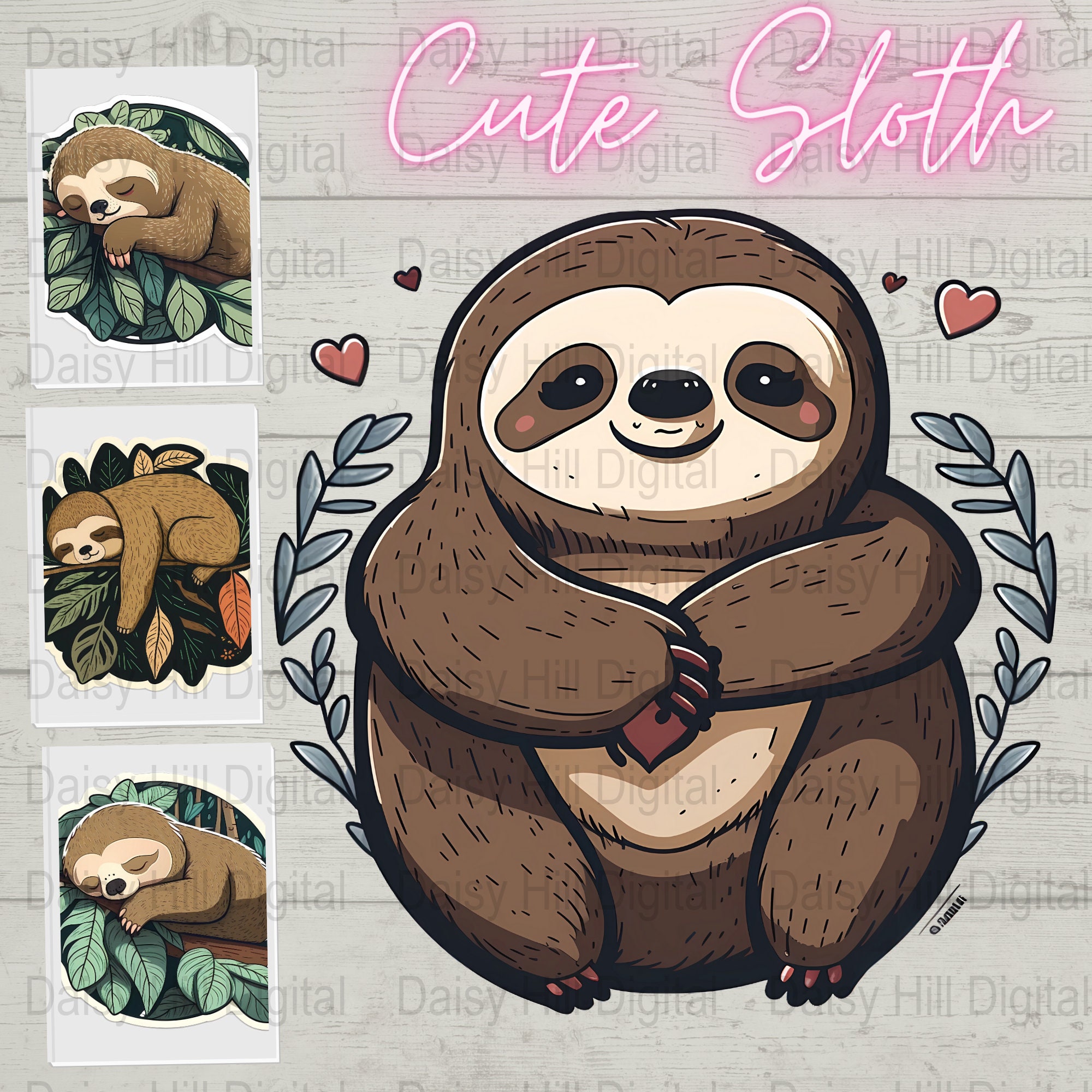 Cute Sloth Png, Sleeping Sloth Digital Download, Instant Download ...