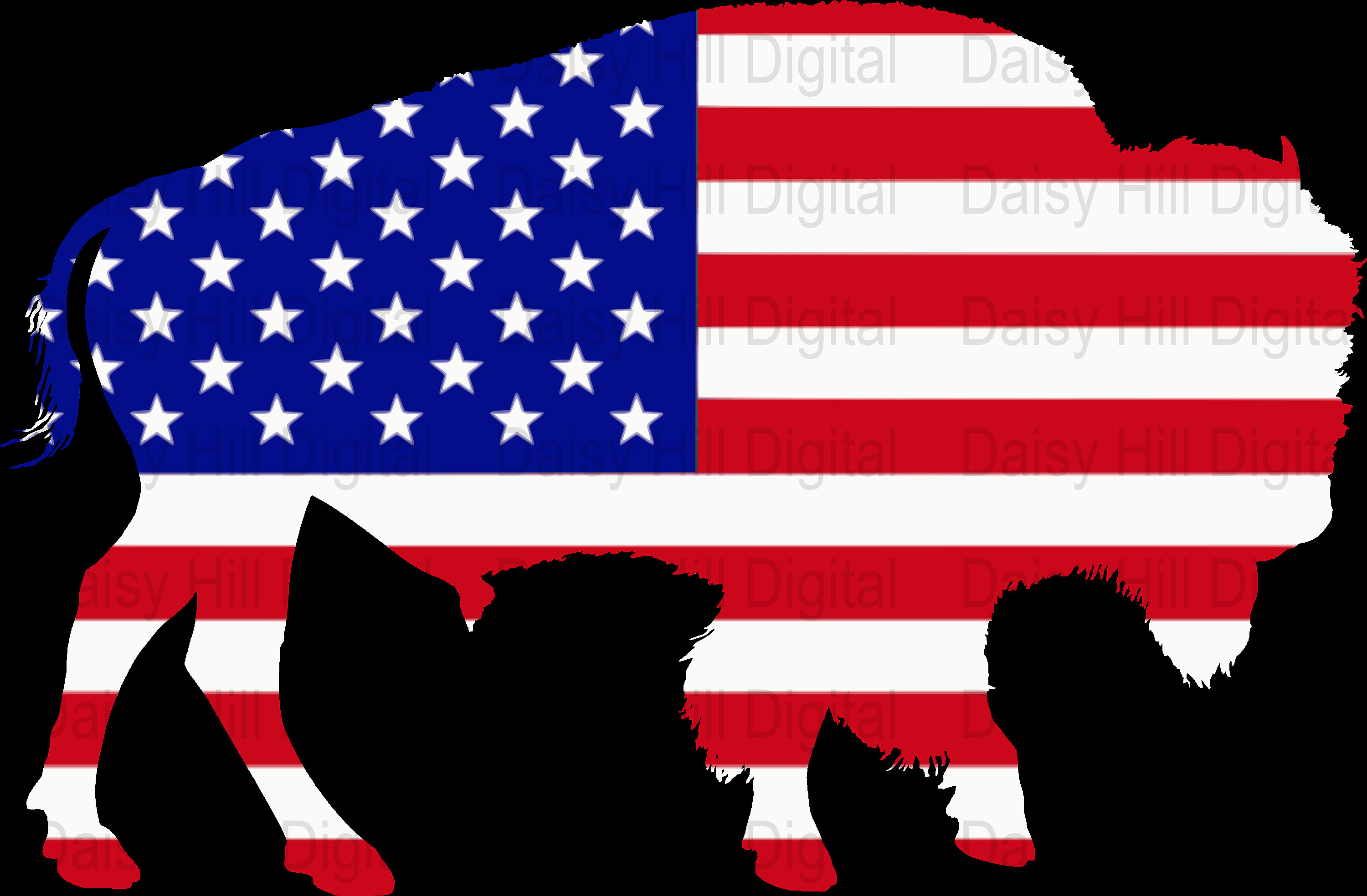 American Flag Bison Digital Download, Independence Day PNG, 4th of July ...