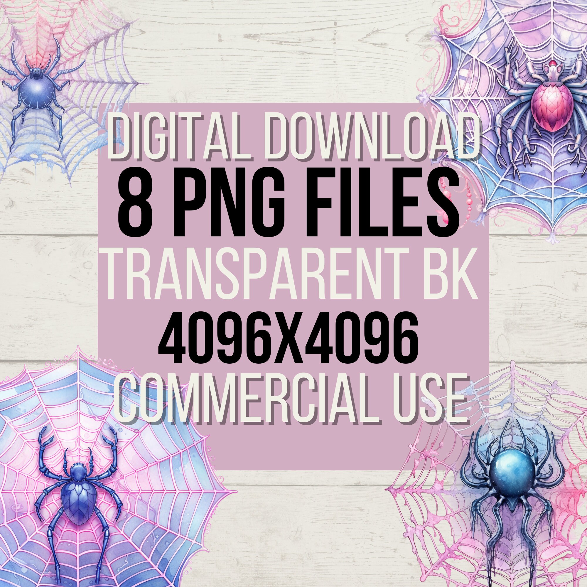 Pastel Halloween Clipart Spider Web PNG Bundle Commercial Use Clipart ...