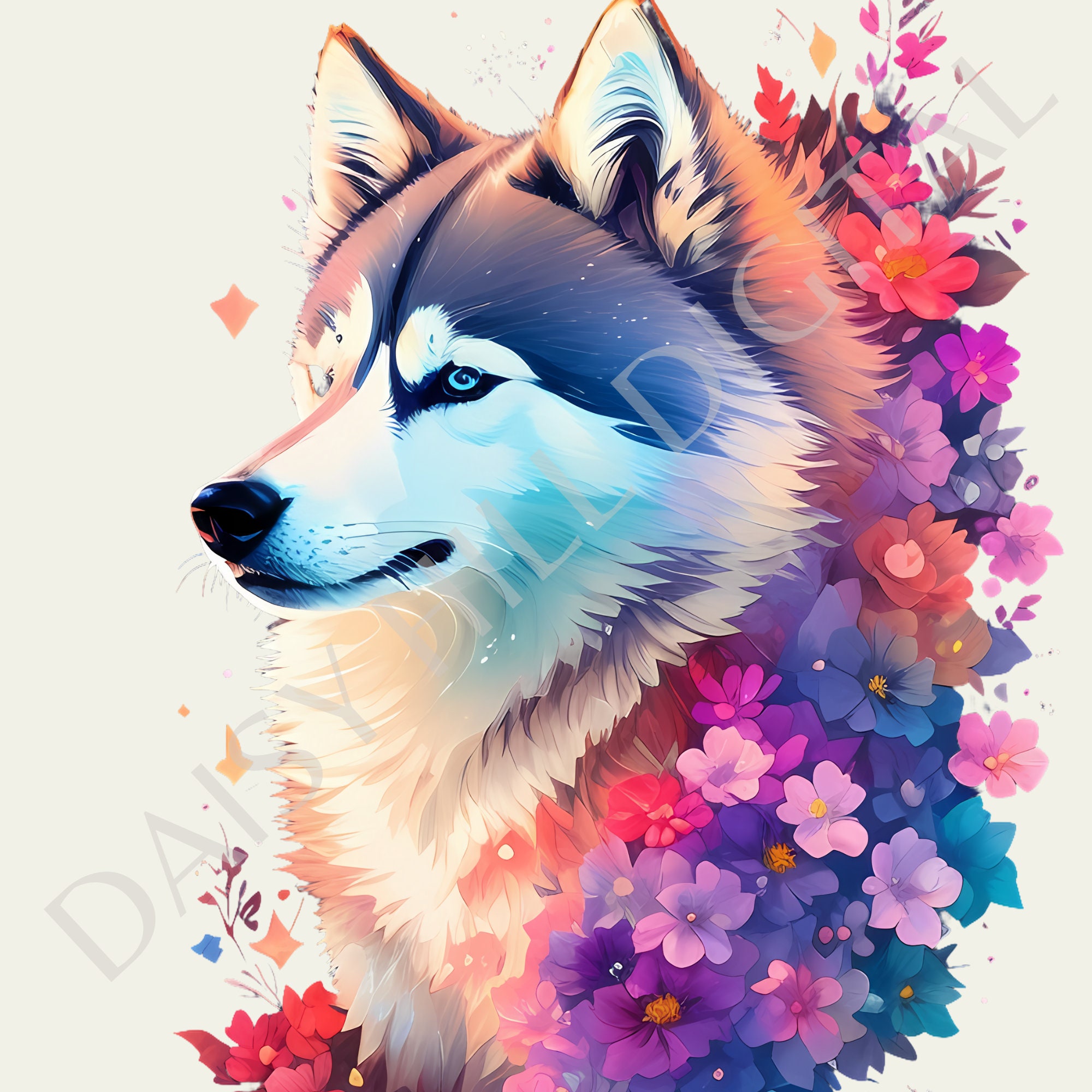 Digital Download Huskey Bundle Clipart Dog Bundle Png Floral - Etsy