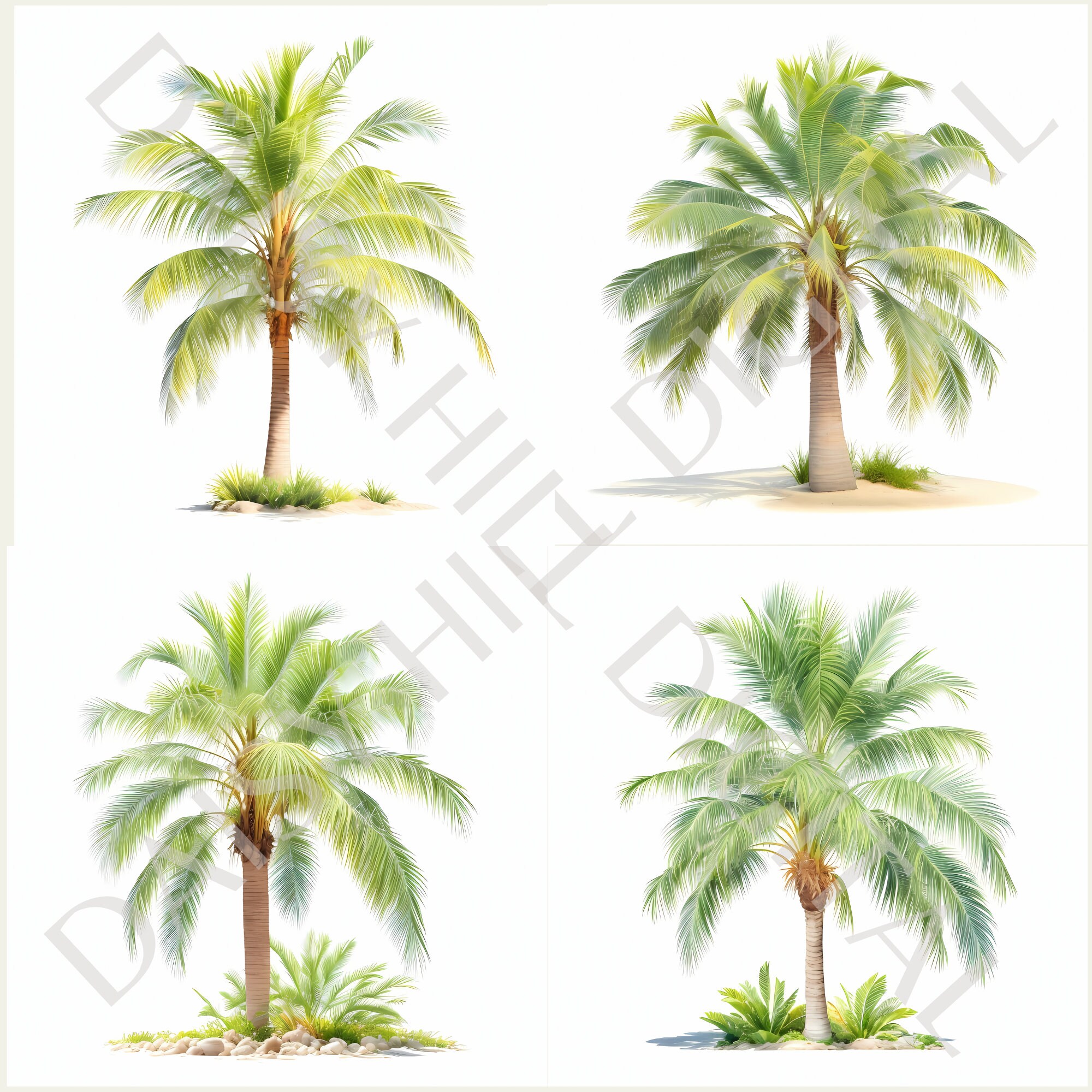 Watercolour Palm Tree Clipart for Summer Png Bundle of - Etsy
