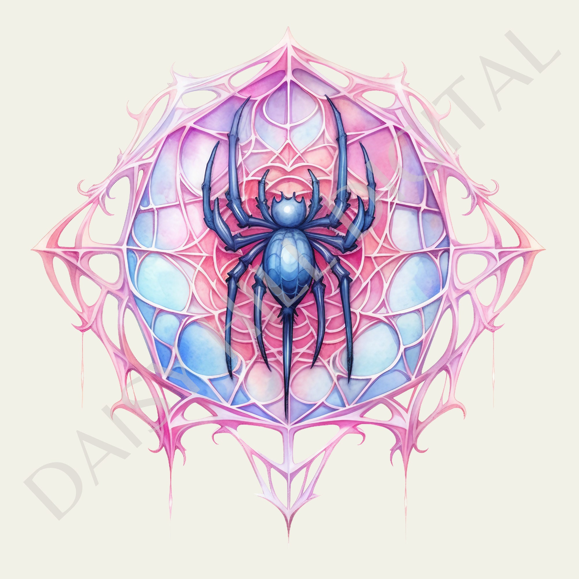 Pastel Halloween Clipart Spider Web PNG Bundle Commercial Use Clipart ...