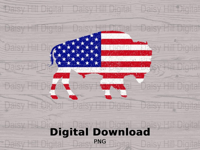 American Flag Bison Digital Download, Independence Day PNG, 4th of July ...