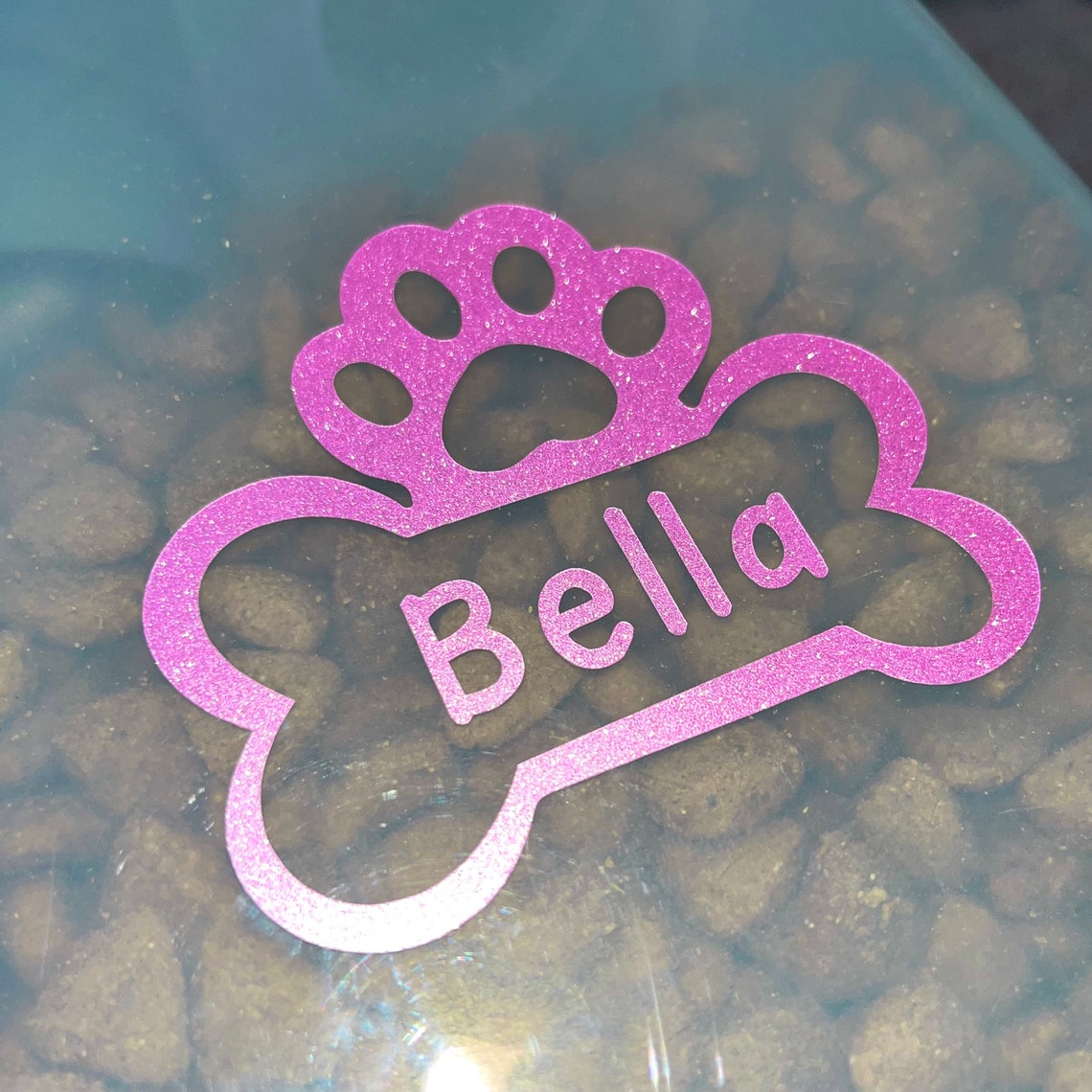 Dog Name Label Vinyl, Sticker, Glitter Label for Dog Food Containers - Etsy