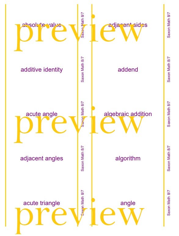 Saxon Math 8/7 Flashcards - Etsy