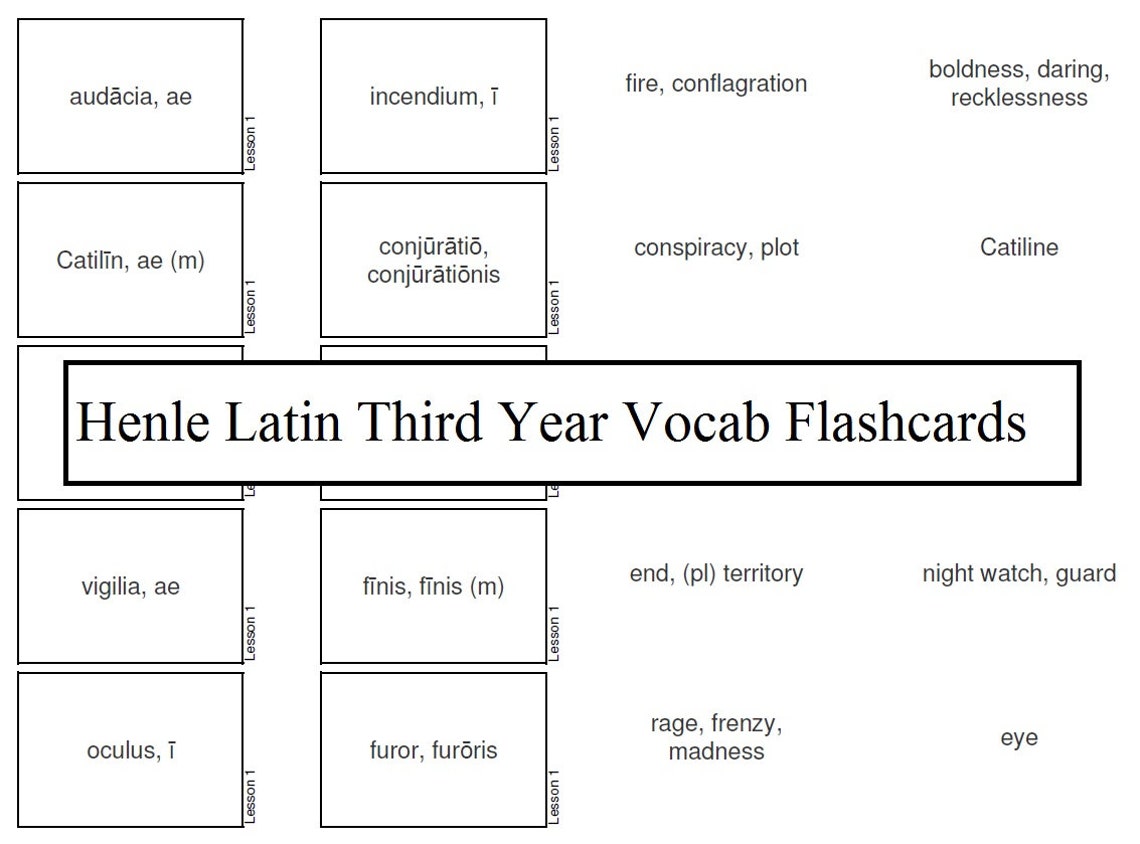 Henle Latin Third Year Vocabulary Flashcards | Etsy
