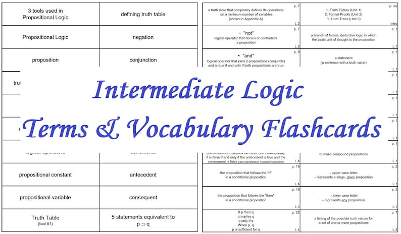 Intermediate Logic Terms & Vocabulary Flashcards Classical ...