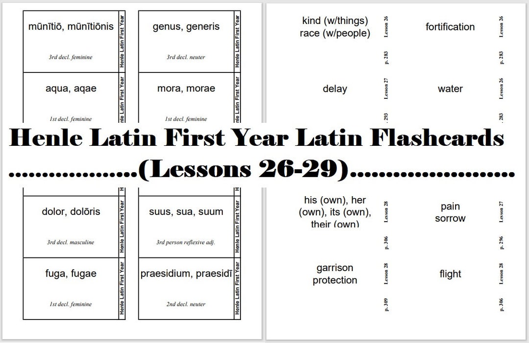 Henle Latin First Year Vocabulary Flashcards (lesson 26-29) - Classical ...