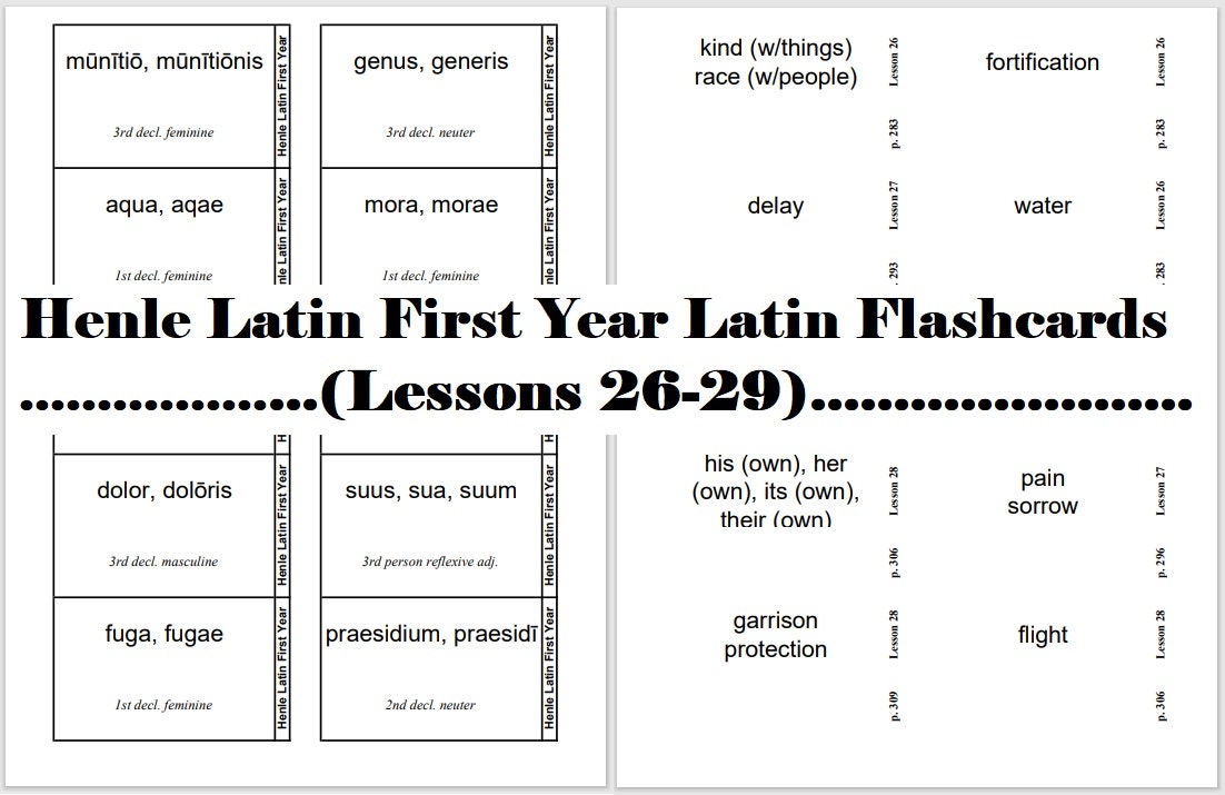 Henle Latin First Year Vocabulary Flashcards lesson 26-29 Classical ...