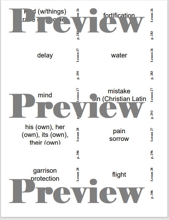 Henle Latin First Year Vocabulary Flashcards lesson 26-29 Classical ...