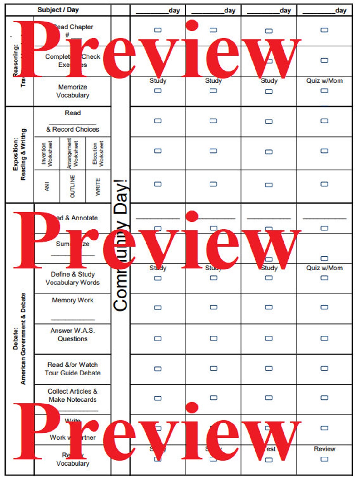 Classical Conversations Challenge 1 Planner Semesters 1 & 2 - 2 Page ...