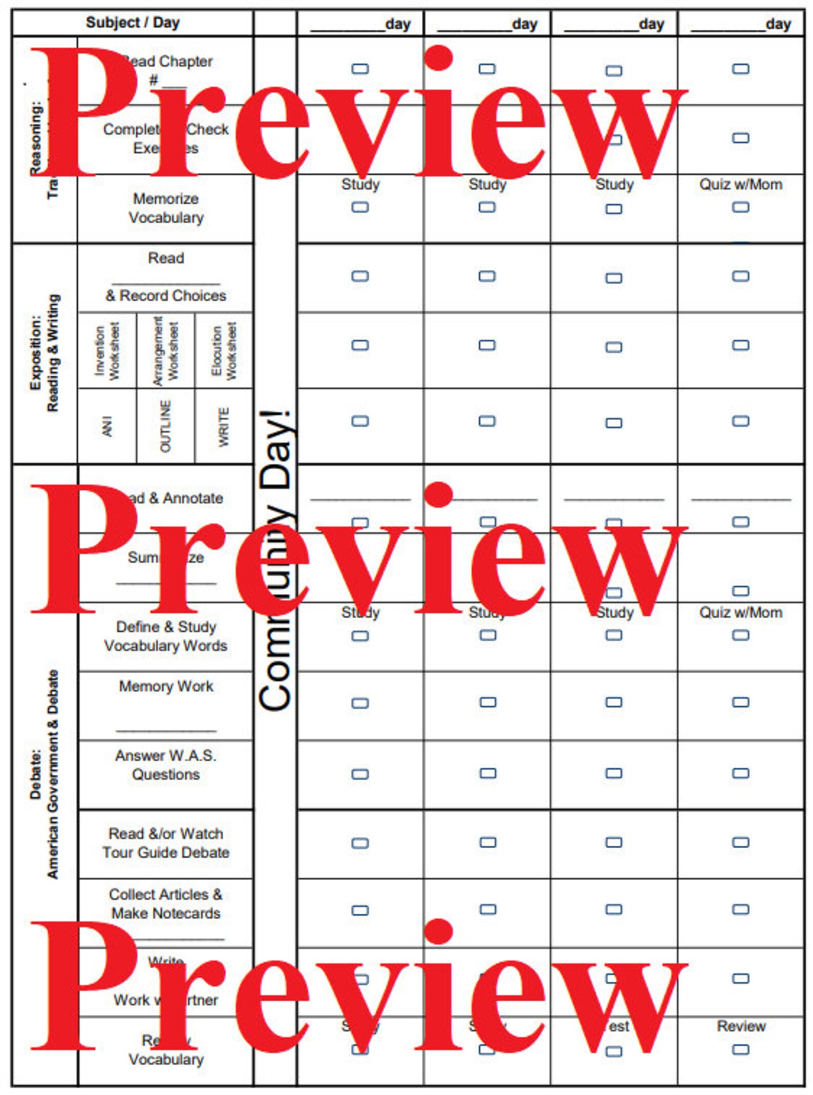 Classical Conversations Challenge 1 Planner Semesters 1 & 2 - 2 Page ...